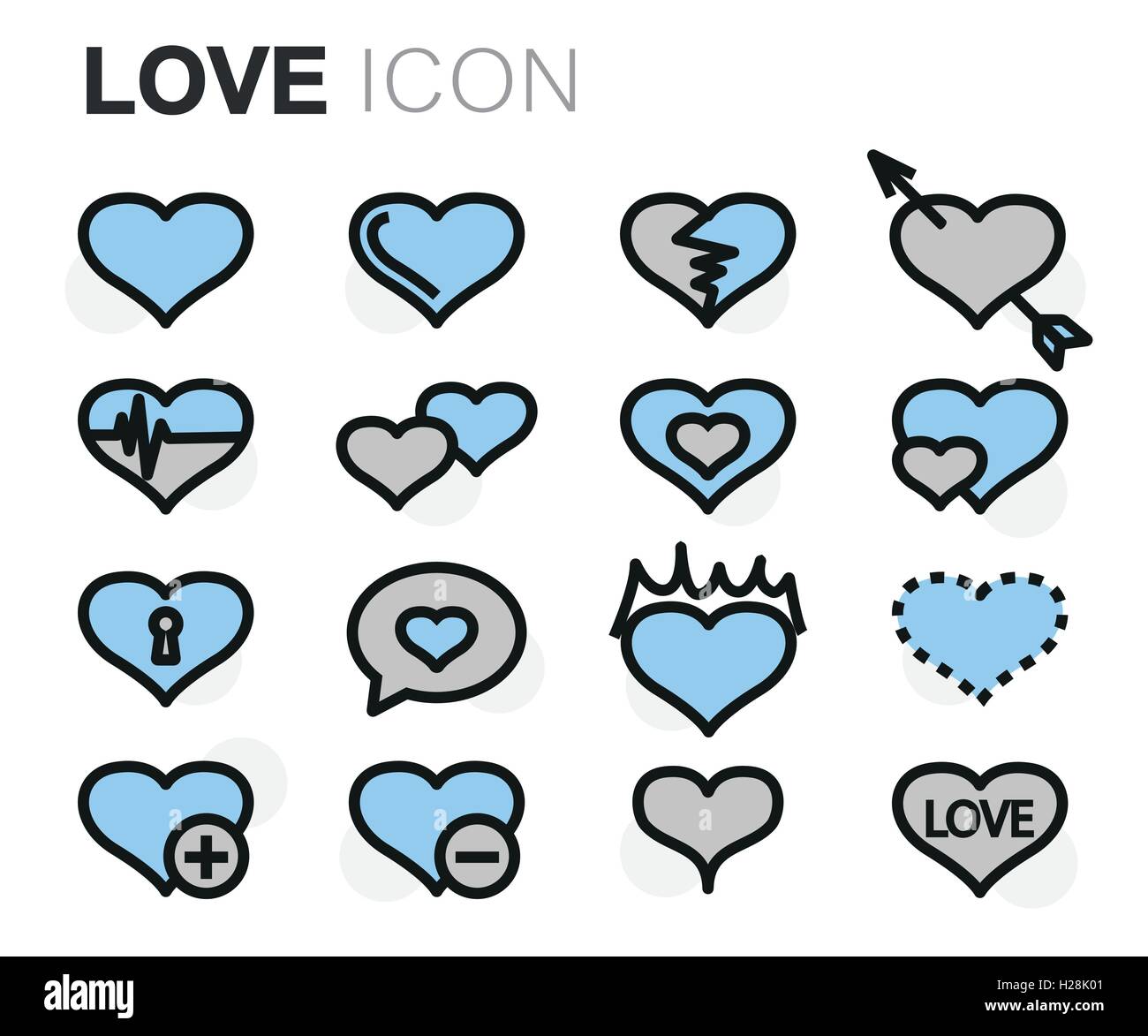 Vector flat line love icons set on white background Stock Vector Image ...