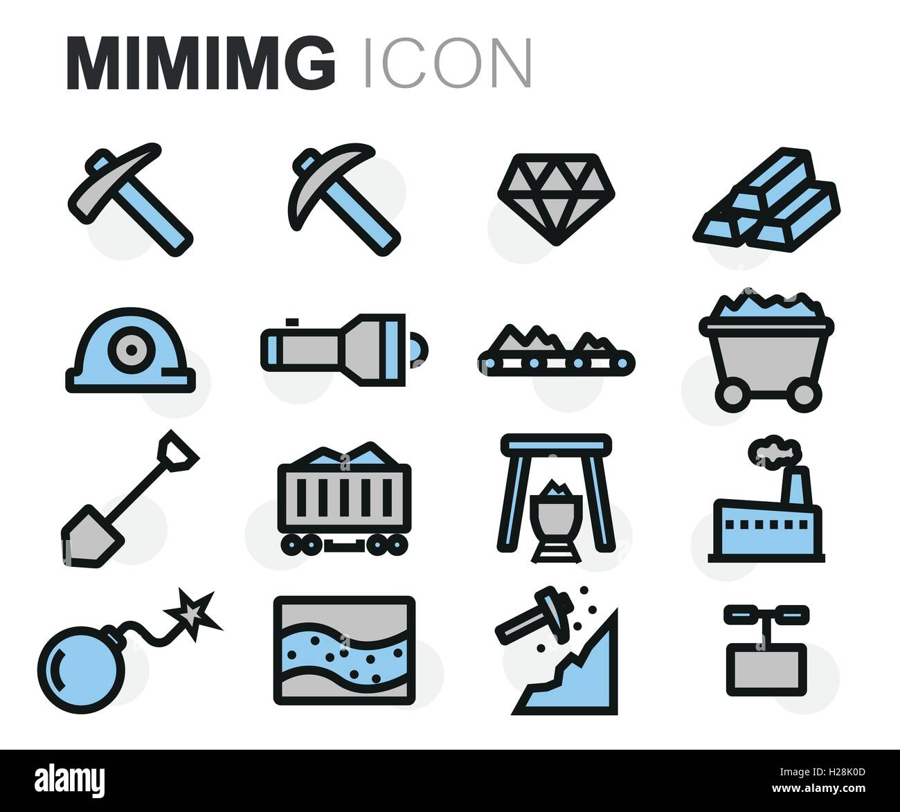 Vector flat line mining icons set on white background Stock Vector ...