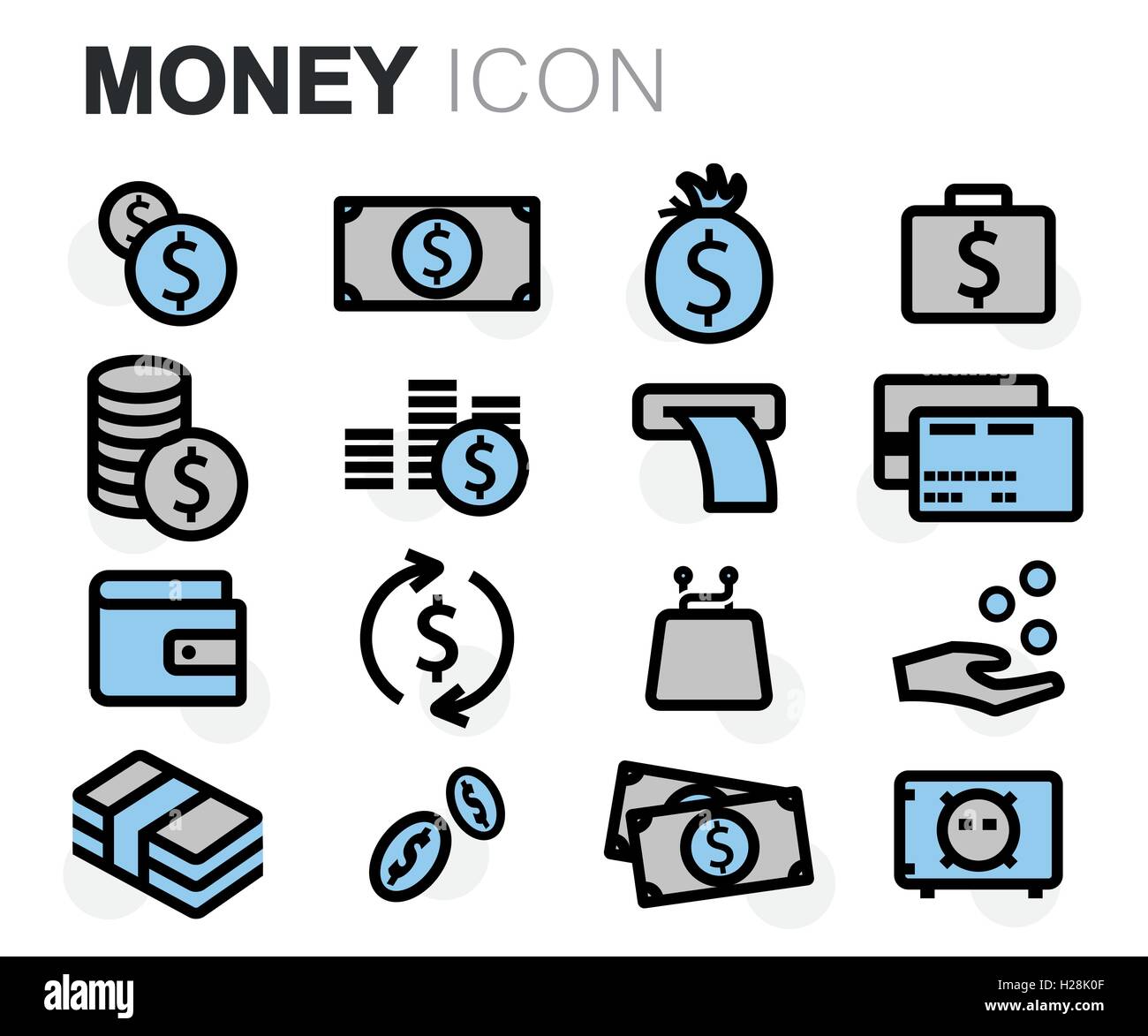 Vector black line money icons set on white background Stock Vector ...