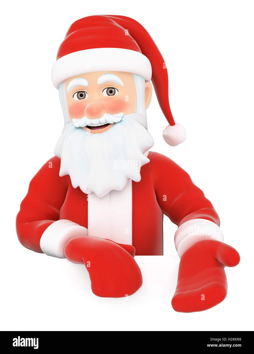 3d christmas people illustration. Santa Claus pointing down. Blank ...
