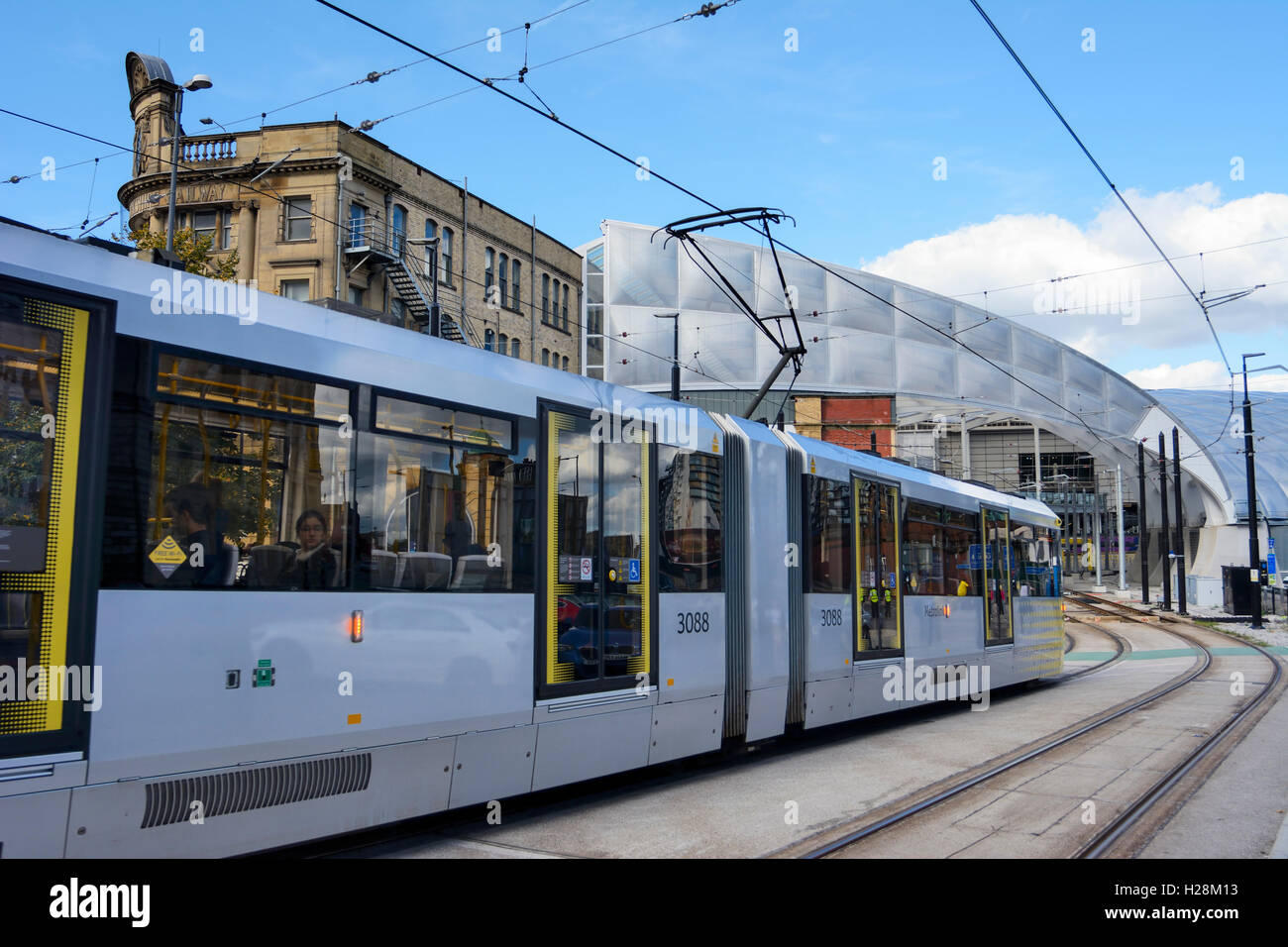 Metro tram lines entering Victoria Station in Manchester, England Stock ...