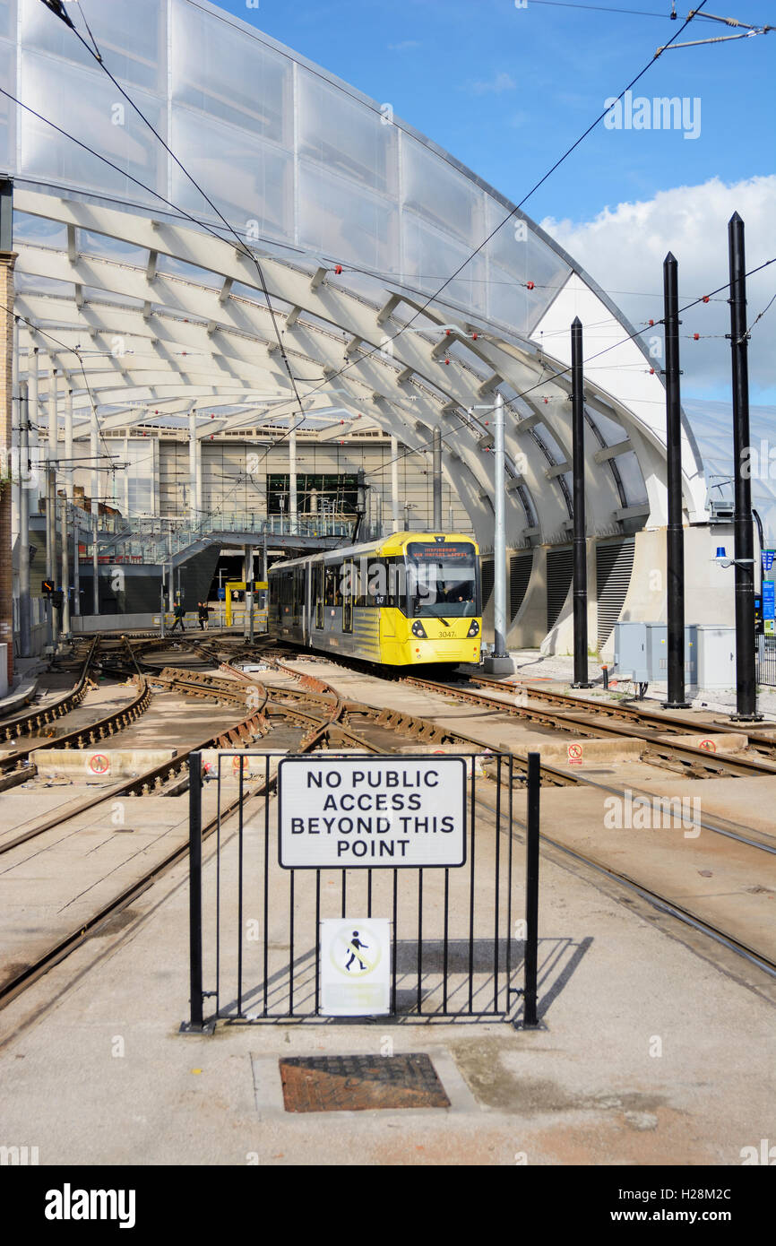 Metro tram lines entering Victoria Station in Manchester, England Stock ...