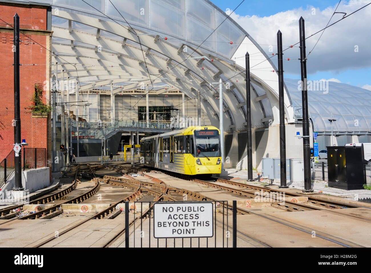 Metro tram lines entering Victoria Station in Manchester, England Stock ...