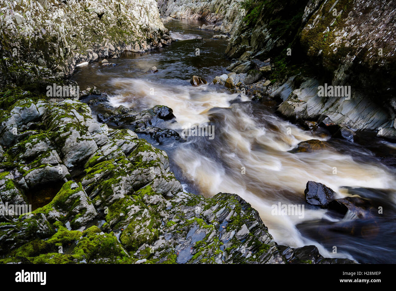 Afon Conwy (River Conway) between Betws y Coed and Pentrefoelas in ...