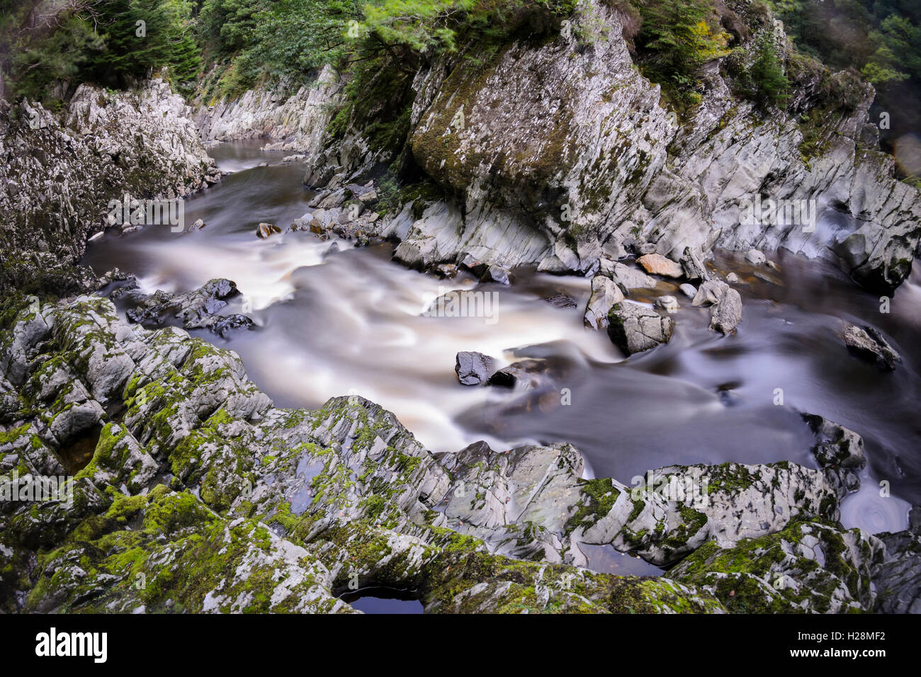 Afon Conwy (River Conway) between Betws y Coed and Pentrefoelas in ...