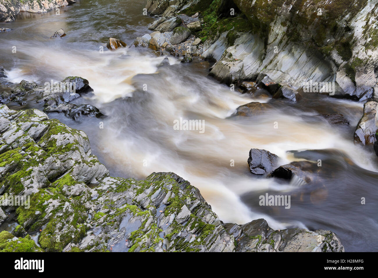 Afon Conwy (River Conway) between Betws y Coed and Pentrefoelas in ...