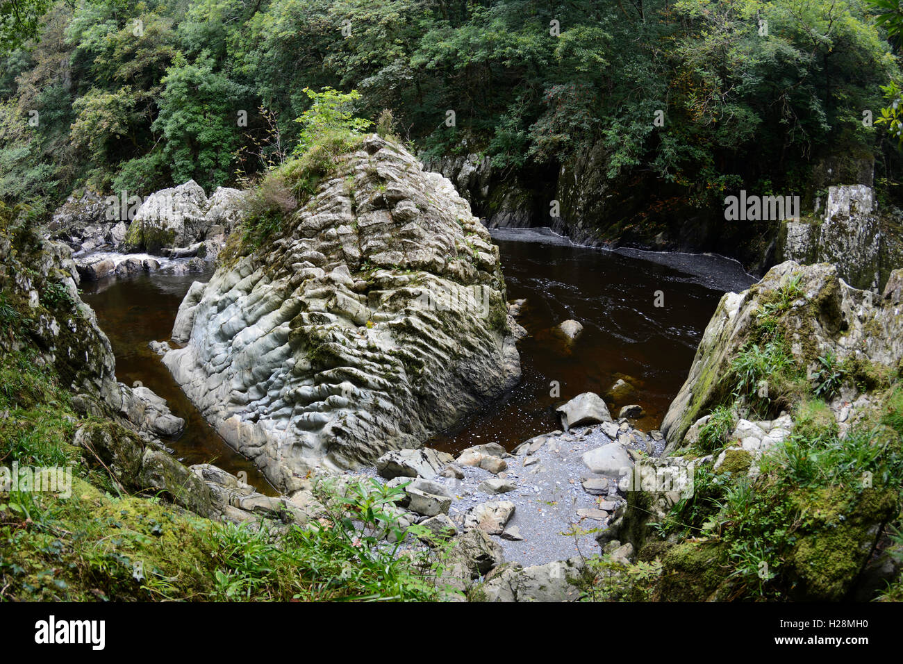 Afon Conwy (River Conway) between Betws y Coed and Pentrefoelas in ...