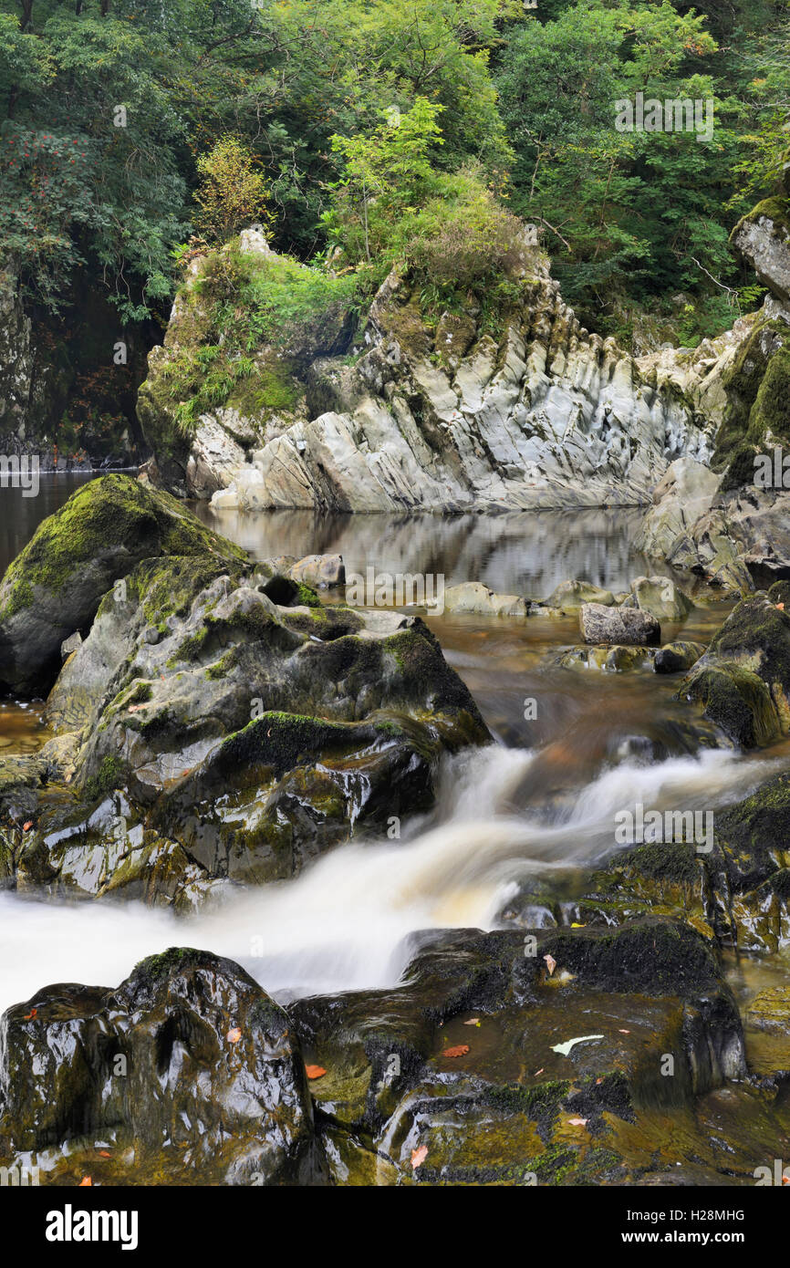 Afon Conwy (River Conway) between Betws y Coed and Pentrefoelas in ...