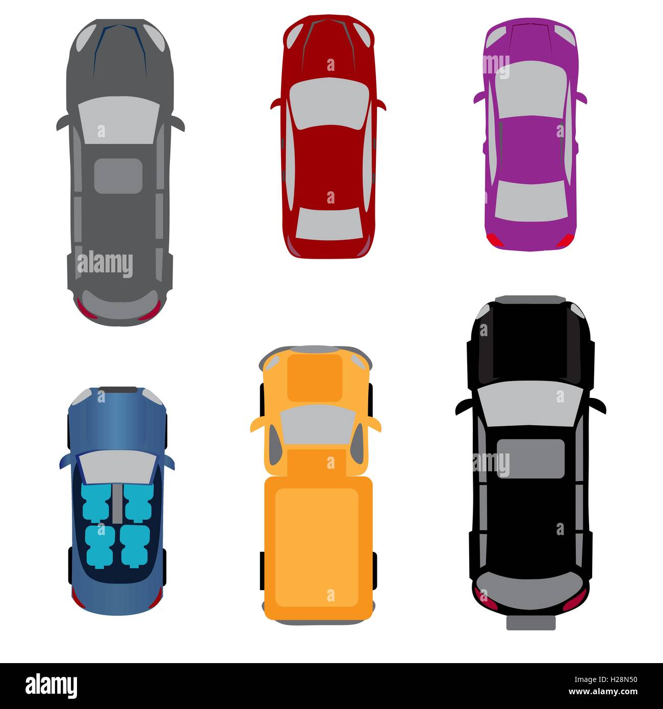 Set of six vehicles. Coupe, convertible, sedan, wagon, SUV, passenger ...