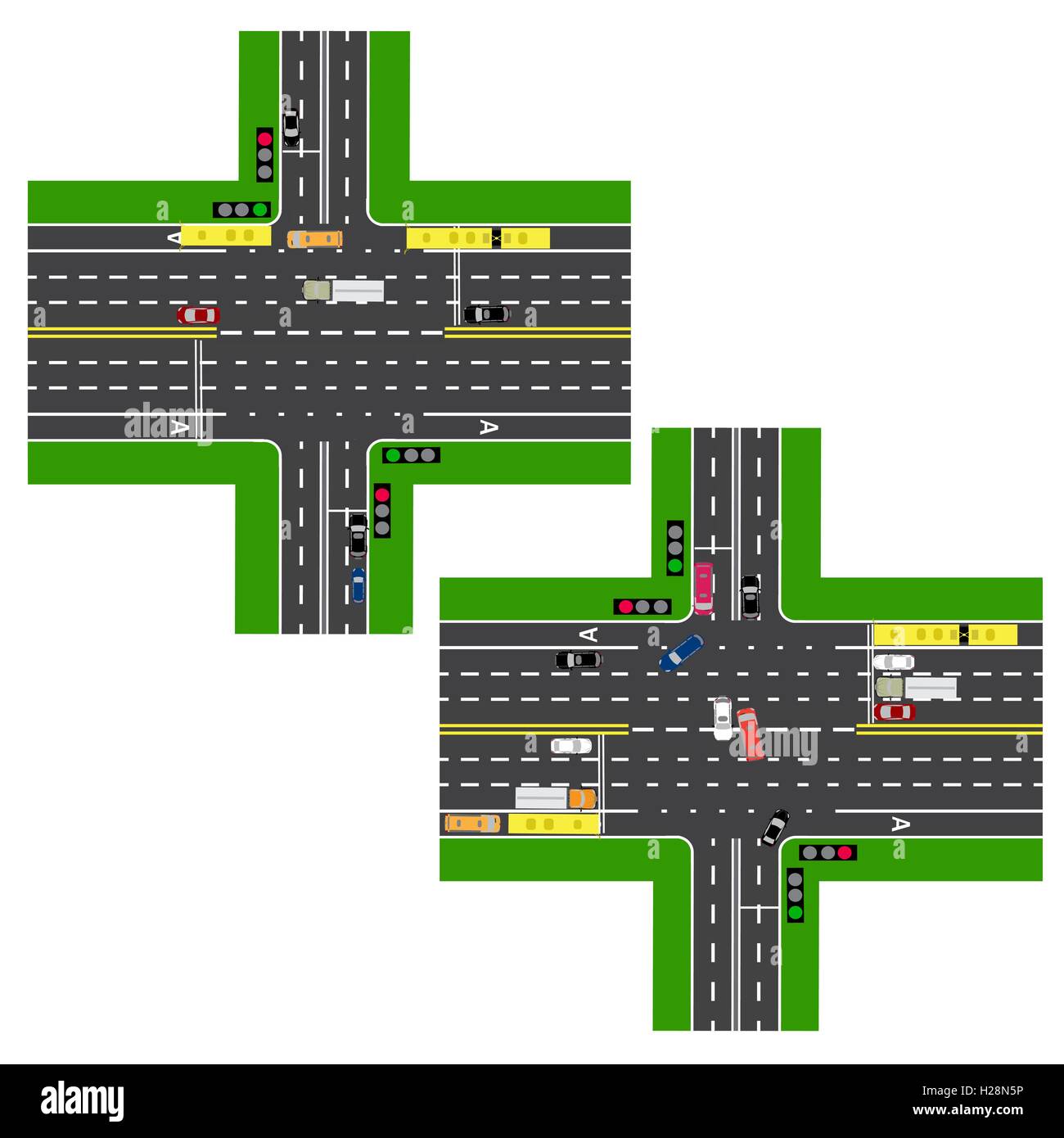 Junction Highway. roads, streets. The movement is regulated by traffic ...