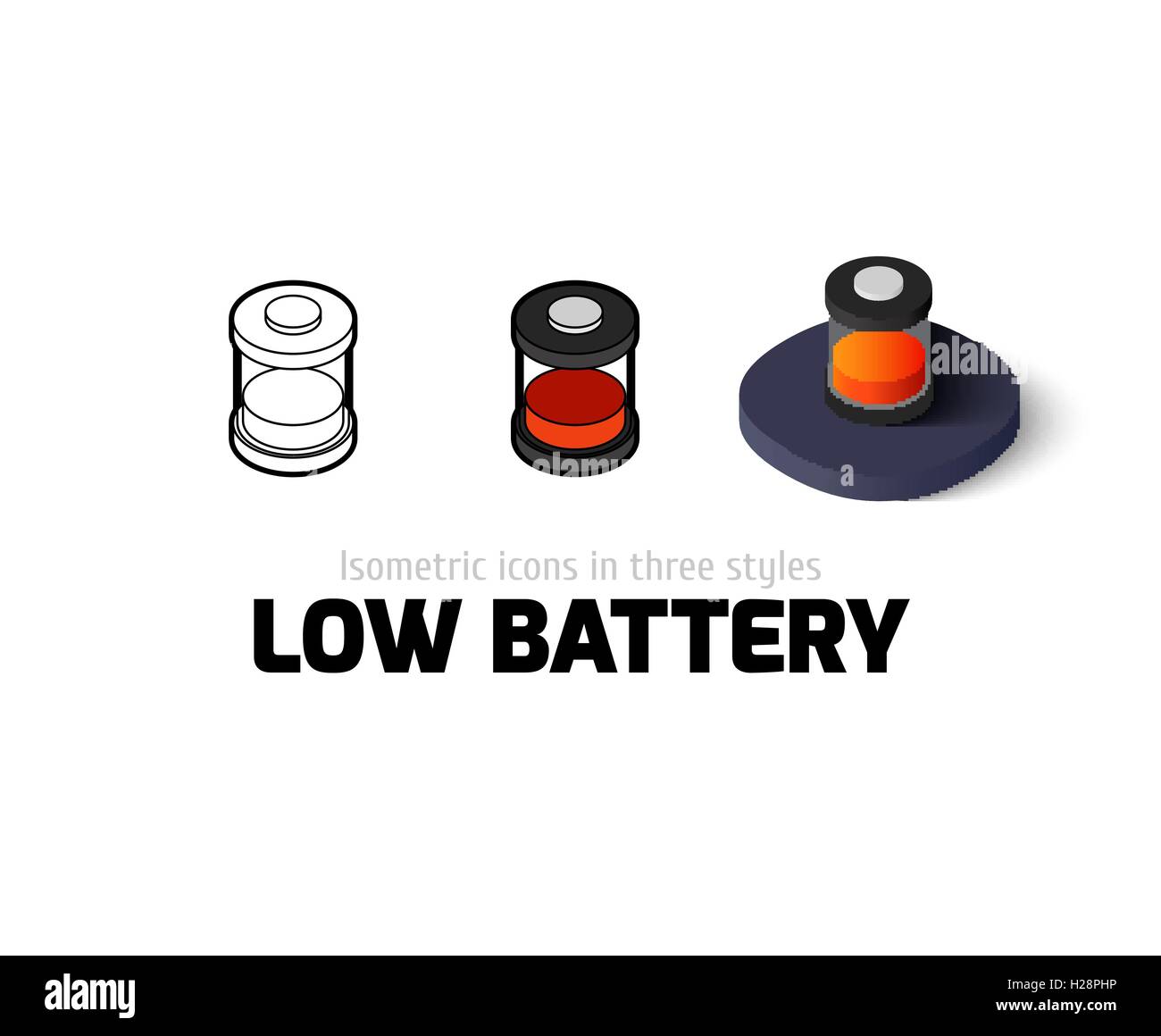 Low battery icon in different style Stock Vector Image & Art - Alamy