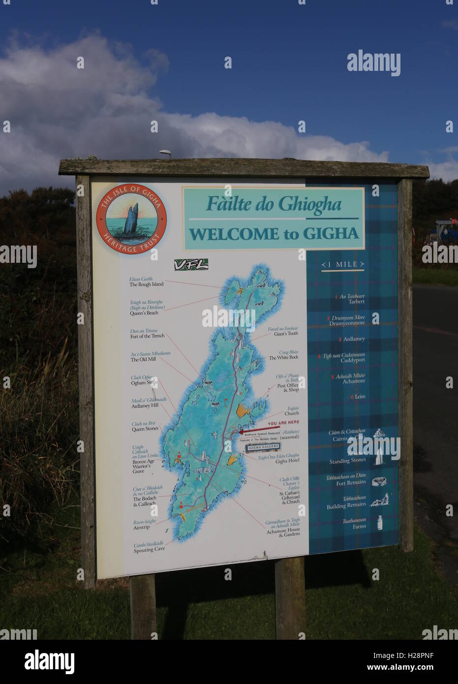 Welcome gigha sign map isle hi-res stock photography and images - Alamy