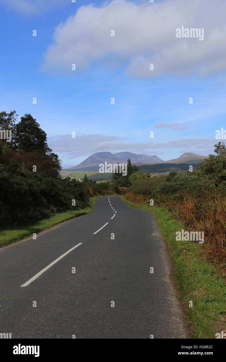 Road leading to Peaks of Beinn Bharrain and Mullach Buidhe Isle of ...