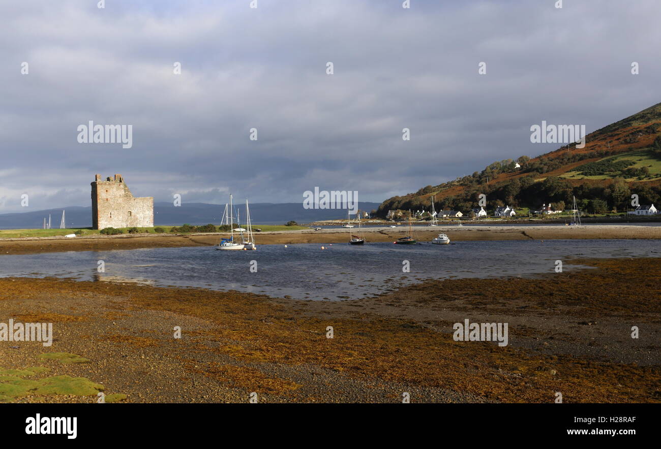 Ruin of Lochranza castle and Loch Ranza Isle of Arran Scotland ...