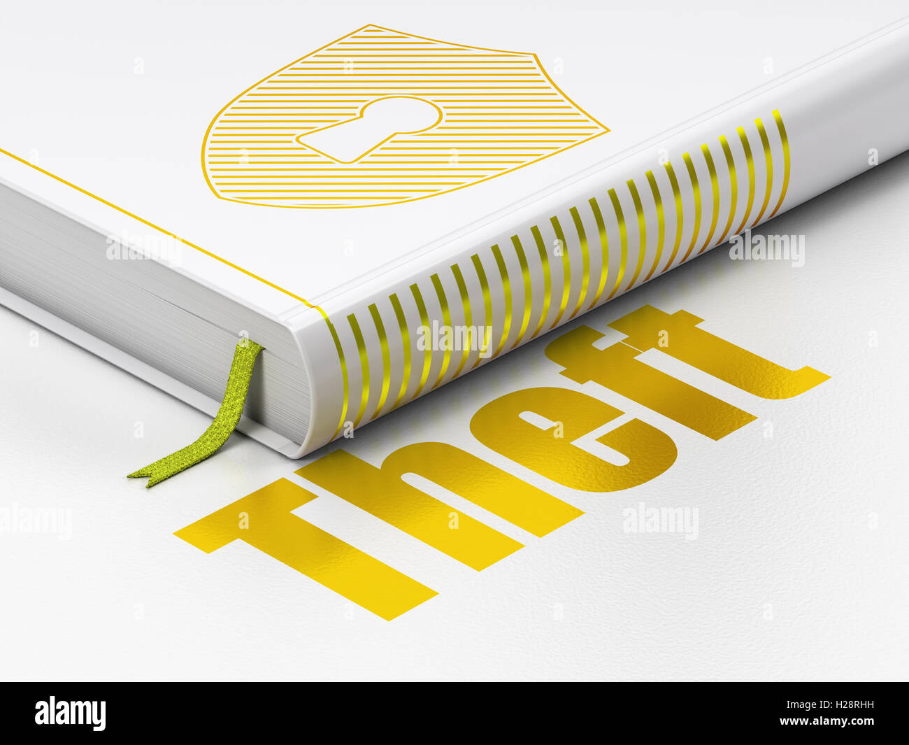 Safety concept: book Shield With Keyhole, Theft on white background ...