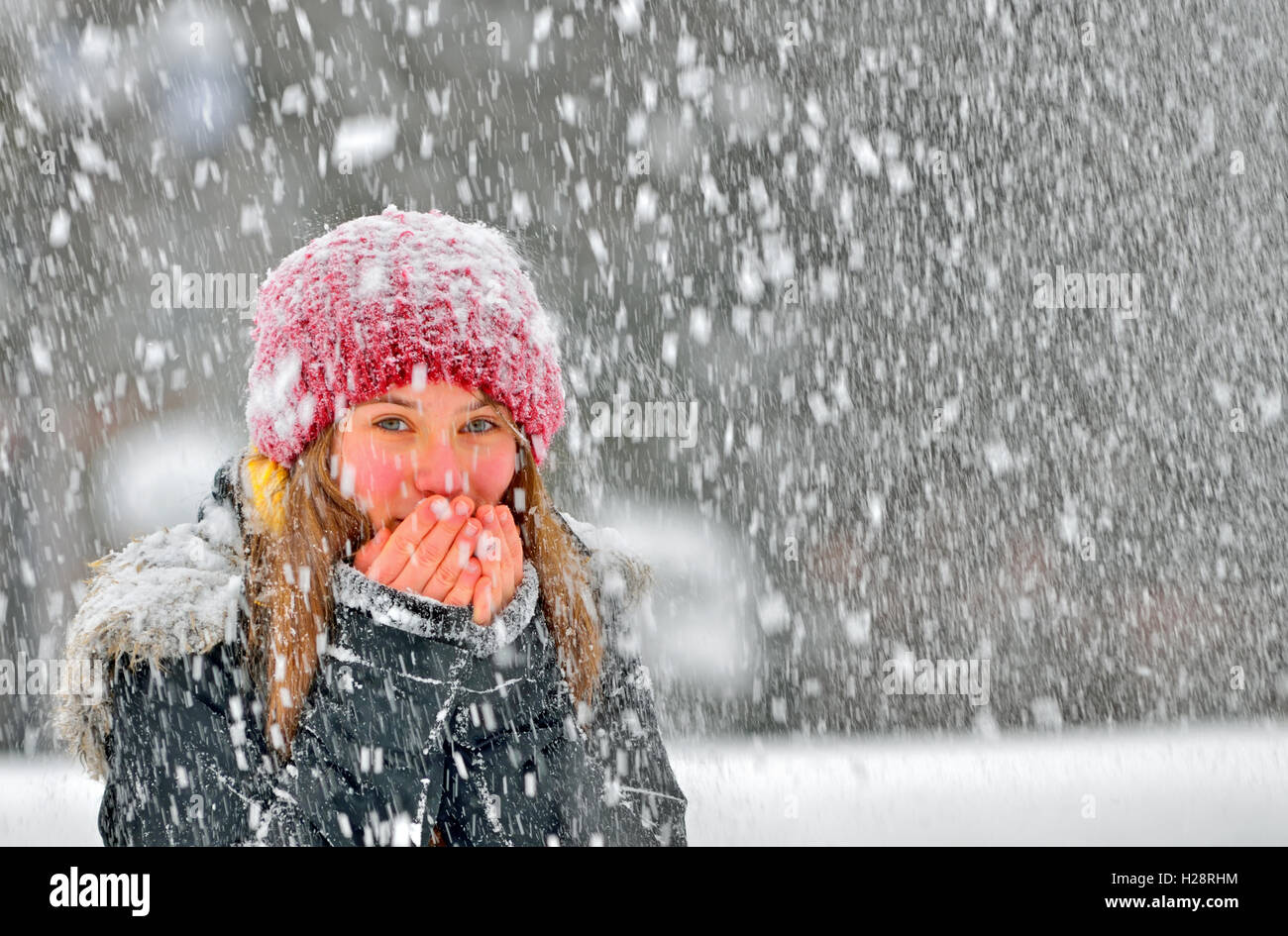 girl frozen in snow Stock Photo - Alamy