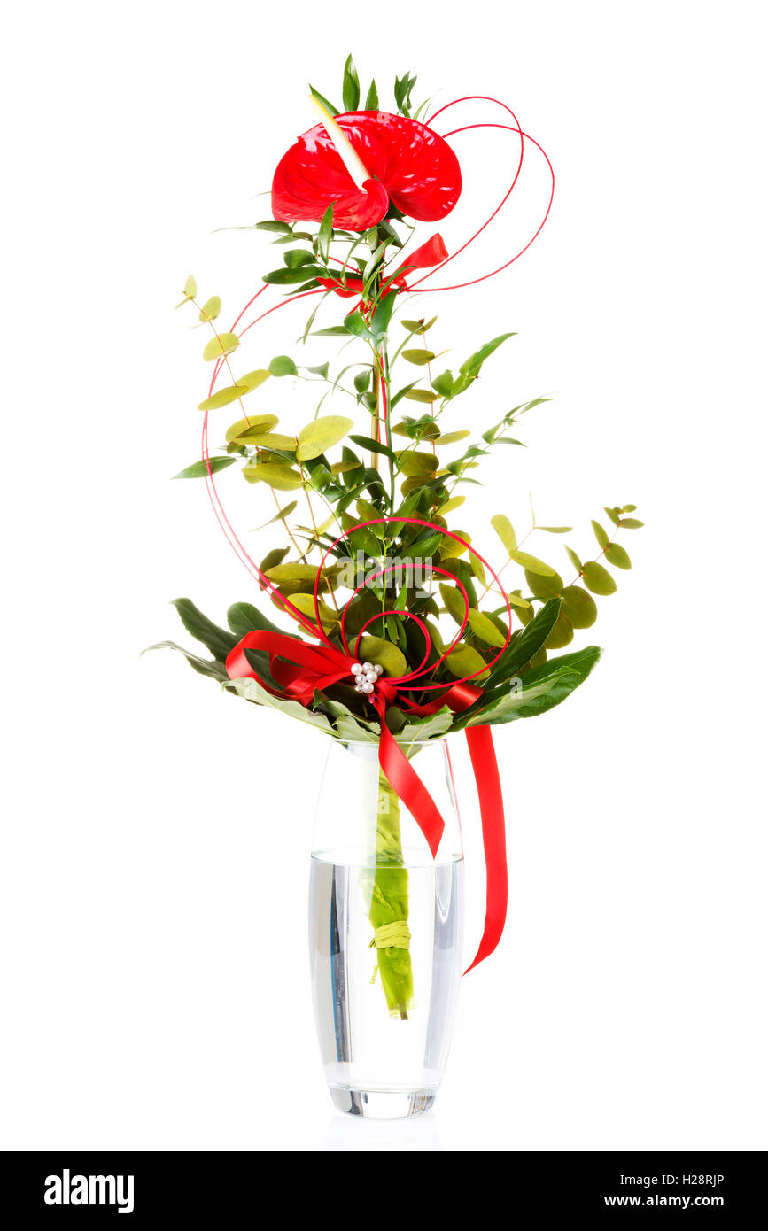 One red fresh flower in a wase Stock Photo - Alamy