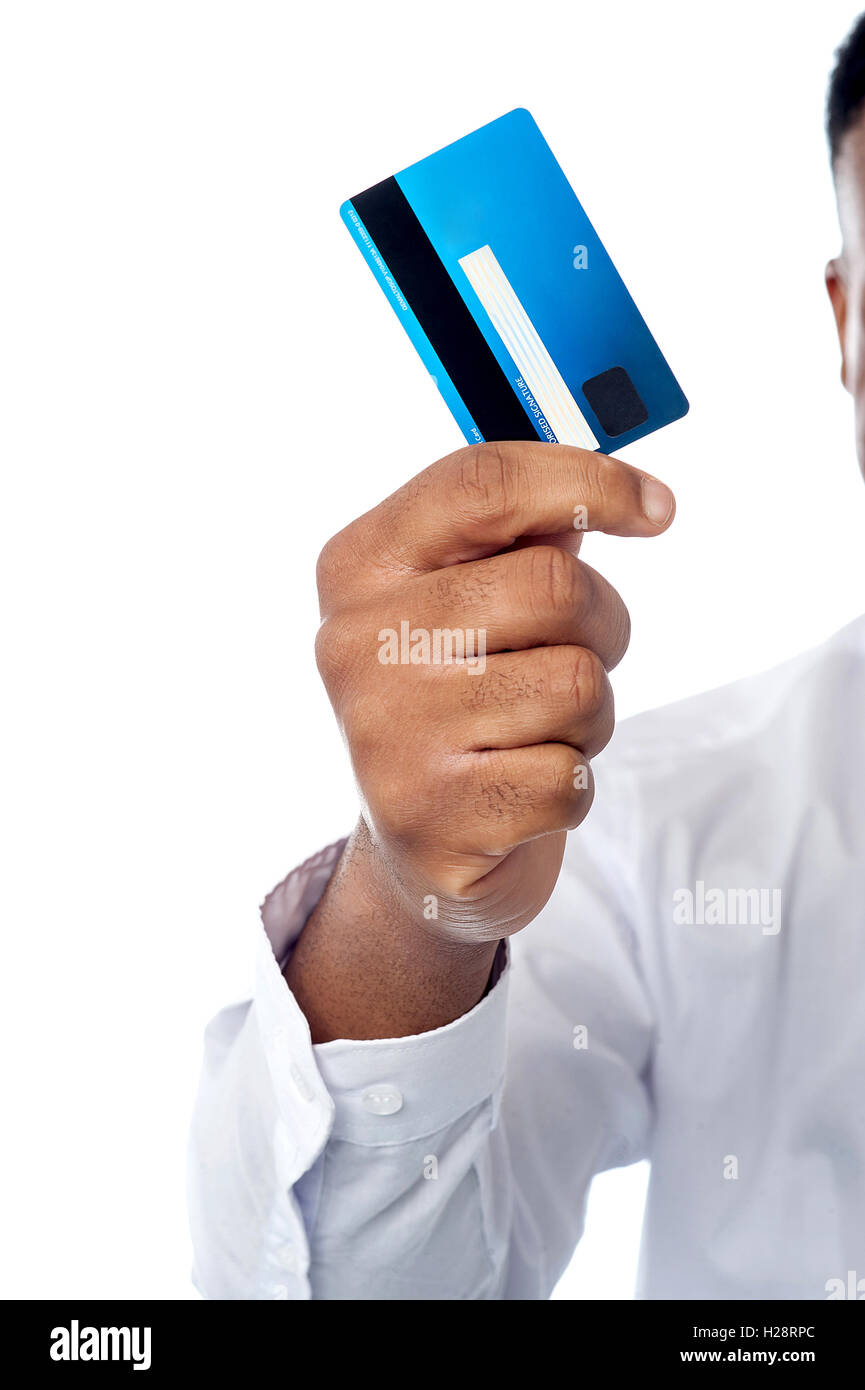 Male executive showing his cash card Stock Photo - Alamy