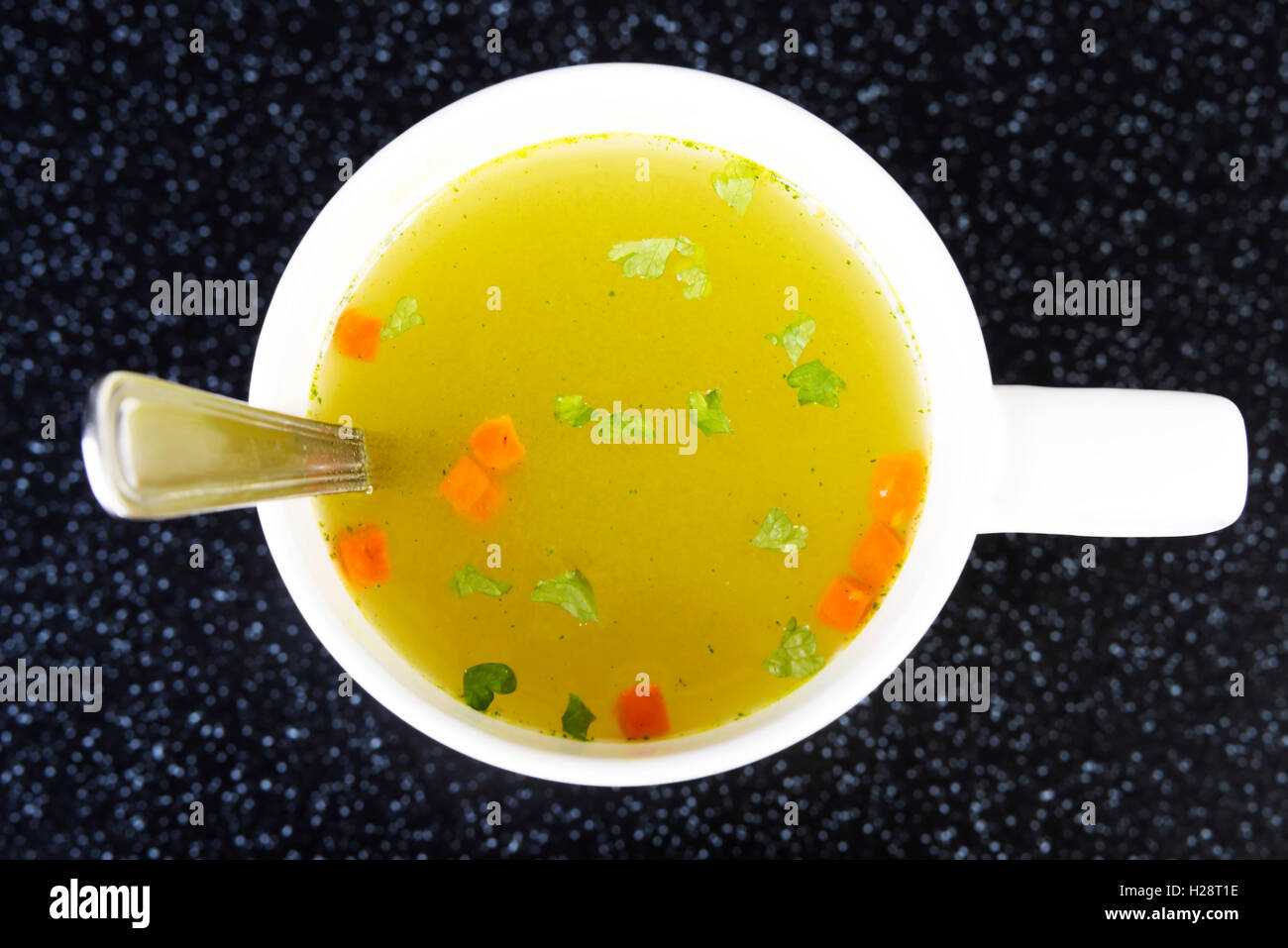 Hot vegetable soup. Up front view Stock Photo - Alamy
