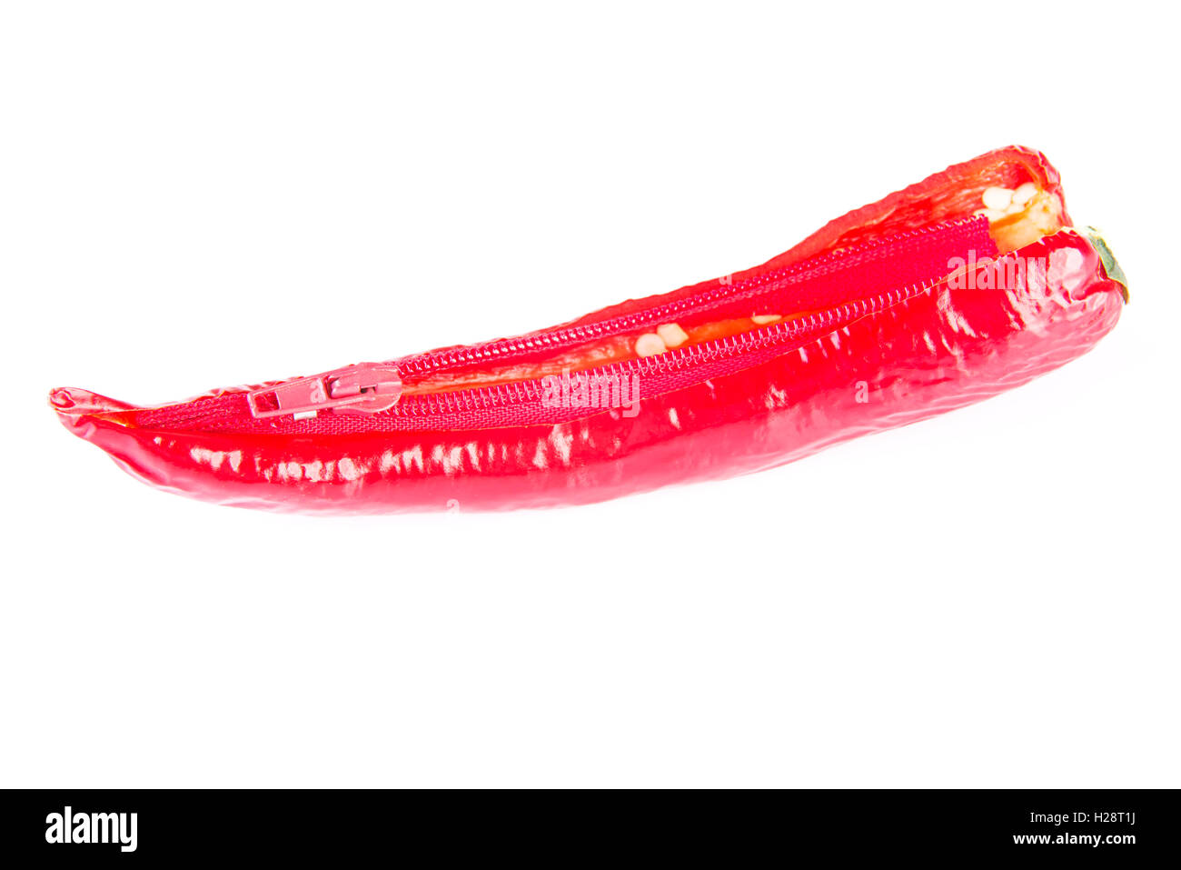One separated chili pepper cut through lenght Stock Photo - Alamy