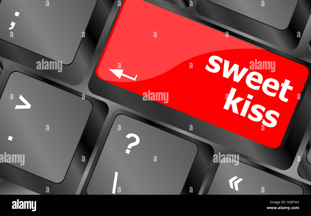 sweet kiss words showing romance and love on keyboard keys Stock Photo ...
