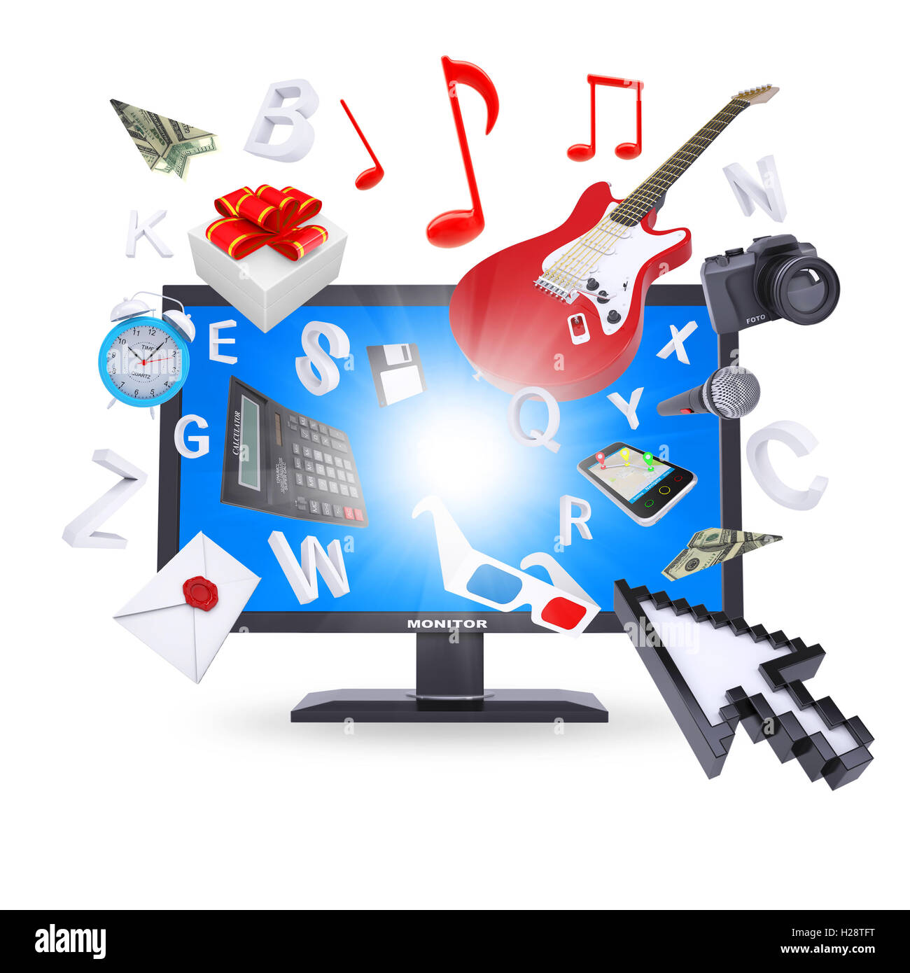 Laptop and multimedia objects Stock Photo - Alamy
