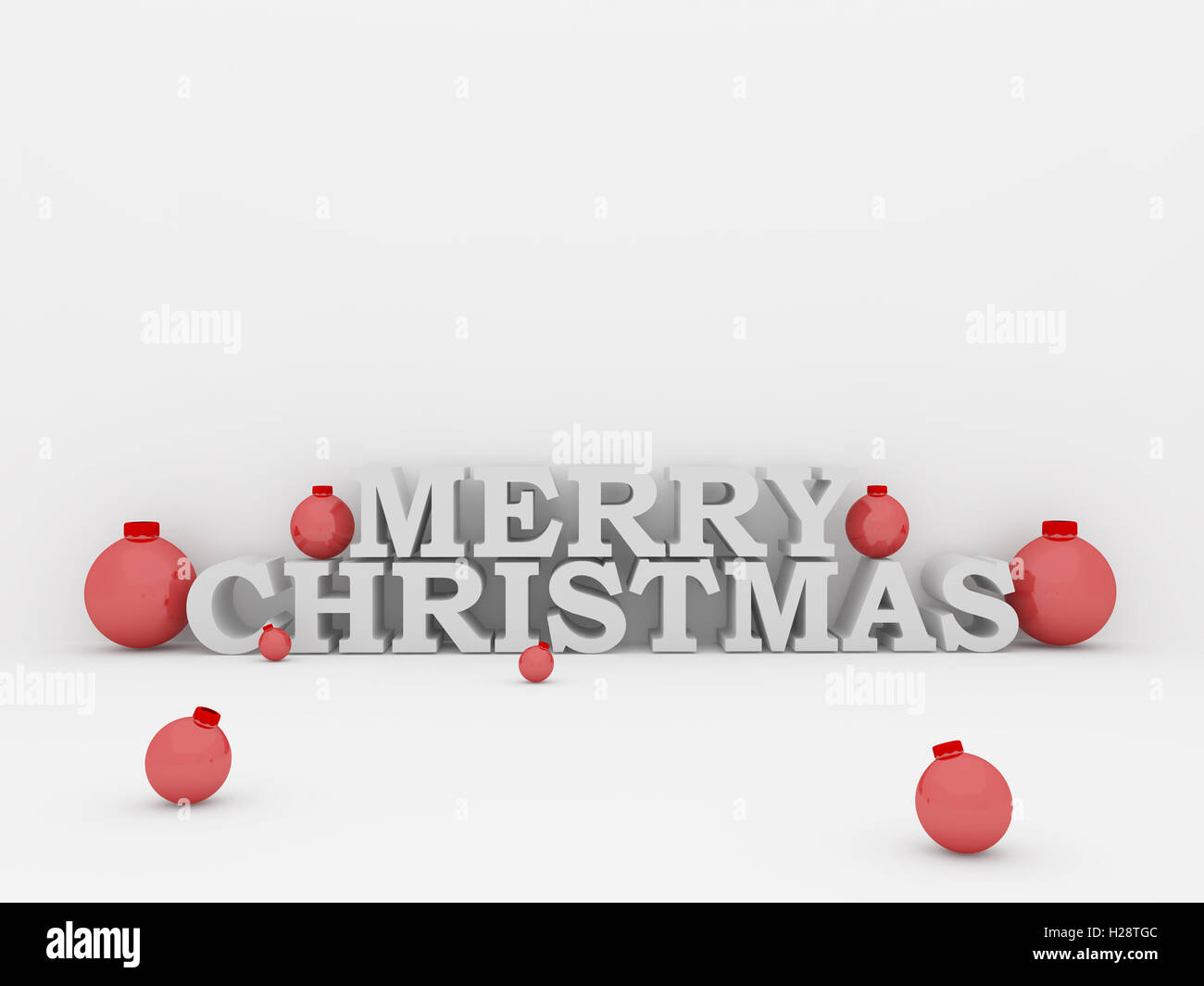 3d merry christmas text with balls Stock Photo - Alamy
