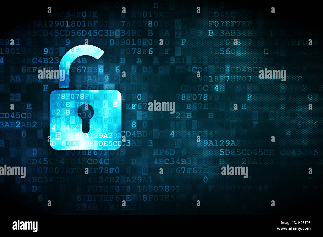 Safety concept: Opened Padlock on digital background Stock Photo - Alamy