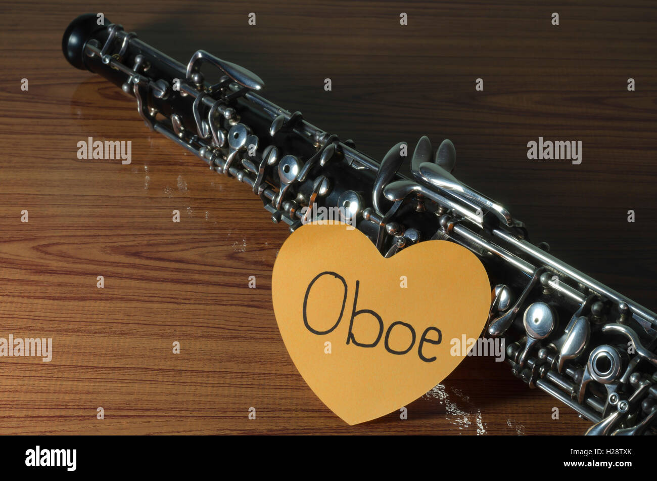 oboe on wood background Stock Photo - Alamy