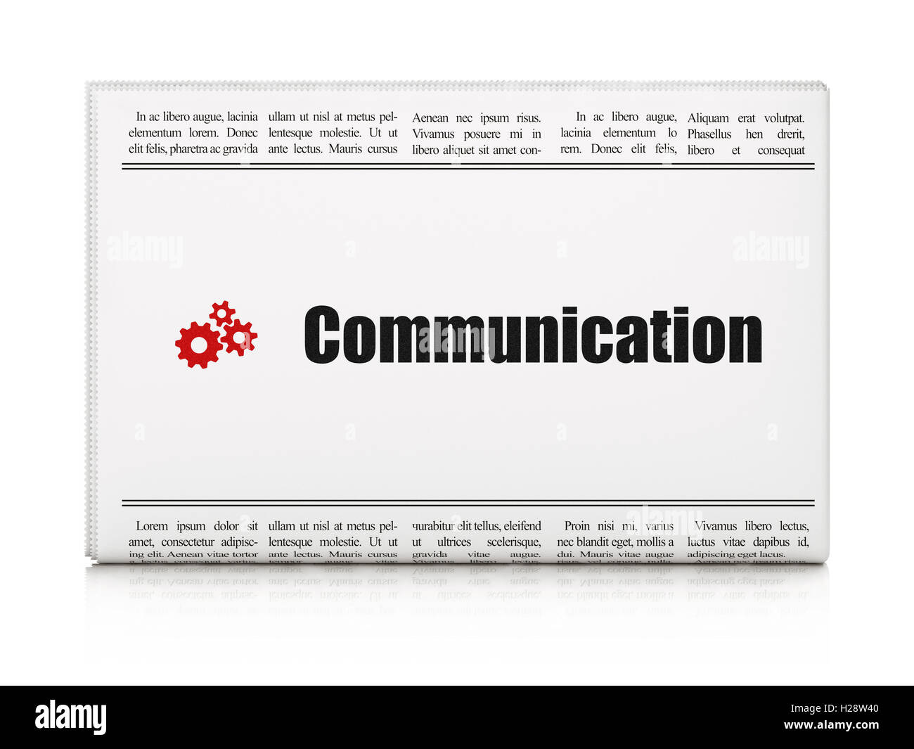 Marketing concept: newspaper with Communication and Gears Stock Photo ...