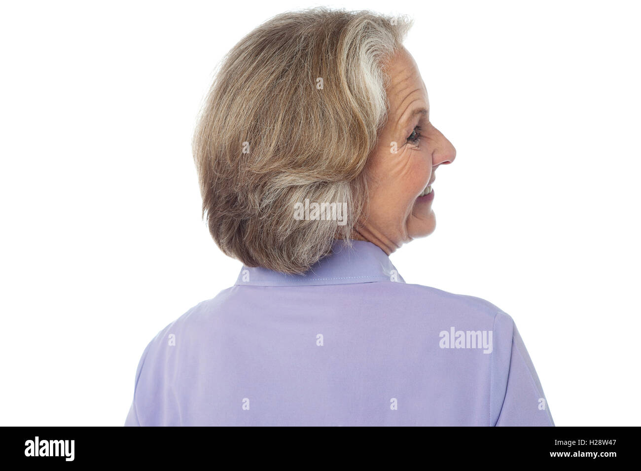 Back pose of an old lady Stock Photo - Alamy
