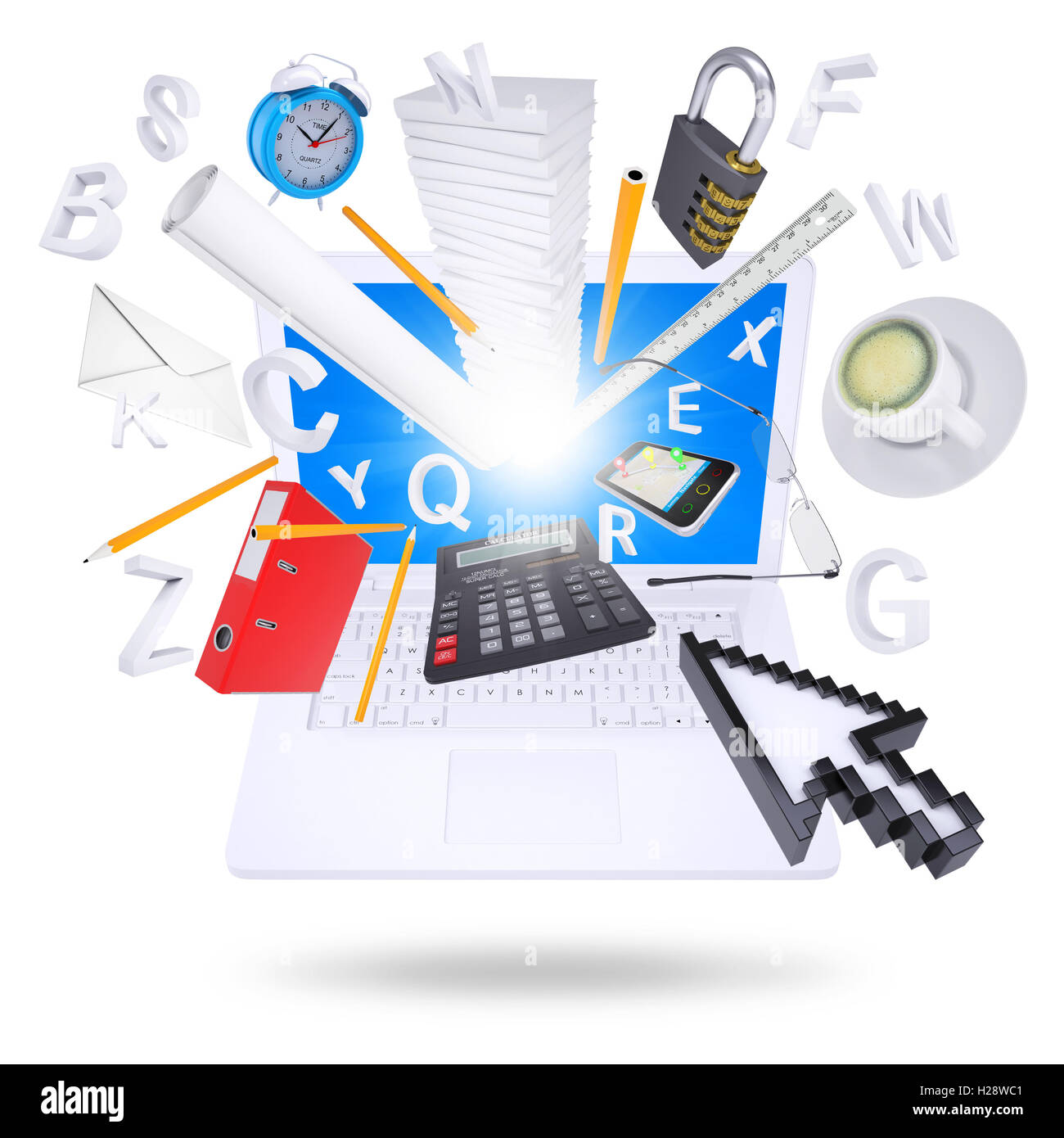 Laptop computer map pointer Cut Out Stock Images & Pictures - Alamy