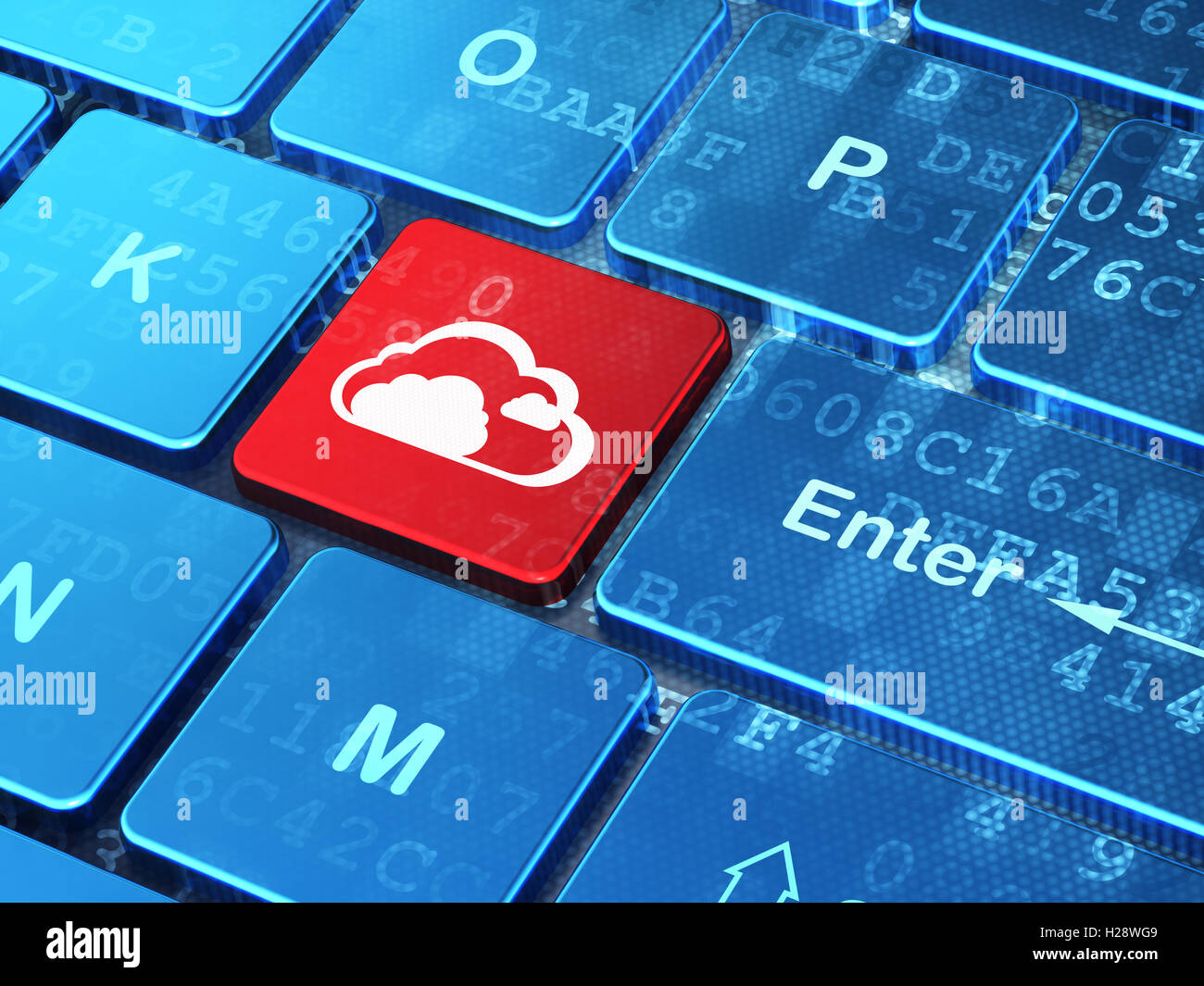 Cloud computing concept: Cloud on computer keyboard background Stock ...