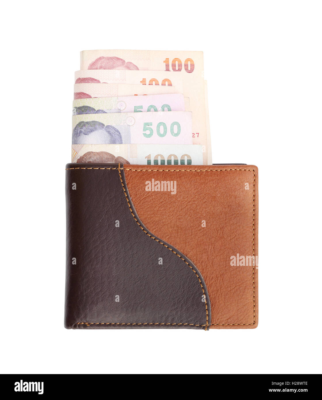 wallet and bank notes on white background Stock Photo - Alamy