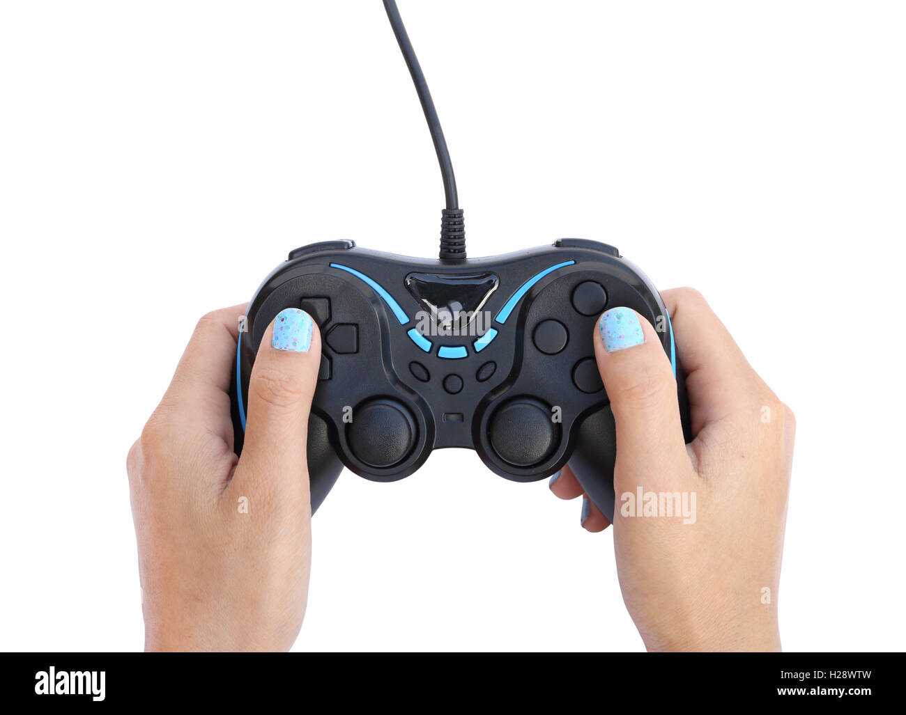 hands with gamepad isolated on white background Stock Photo - Alamy