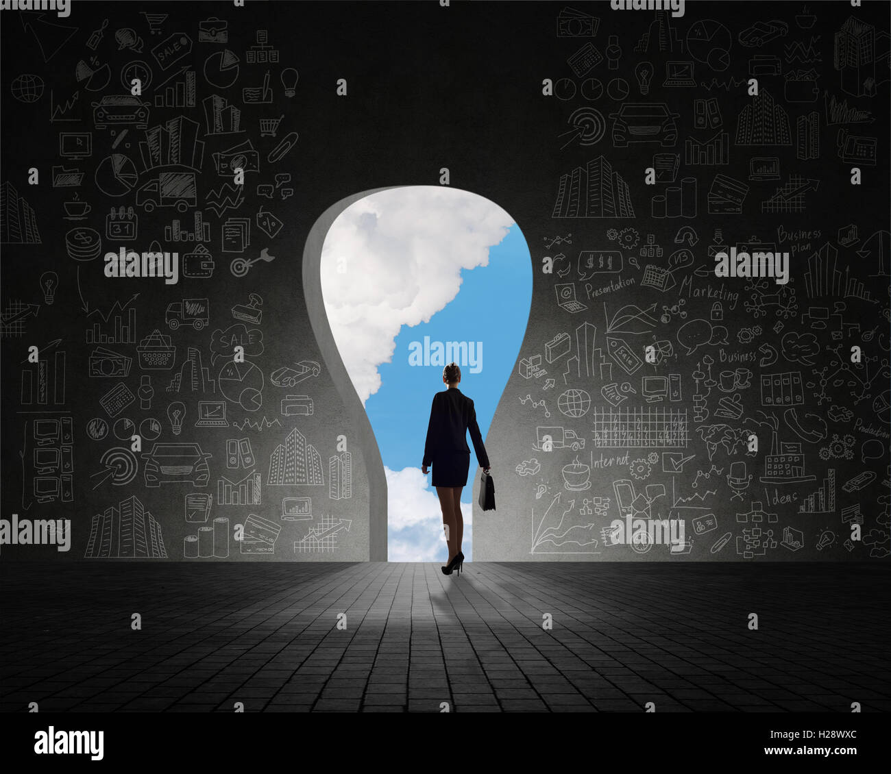 businesswoman standing at the exit Stock Photo - Alamy