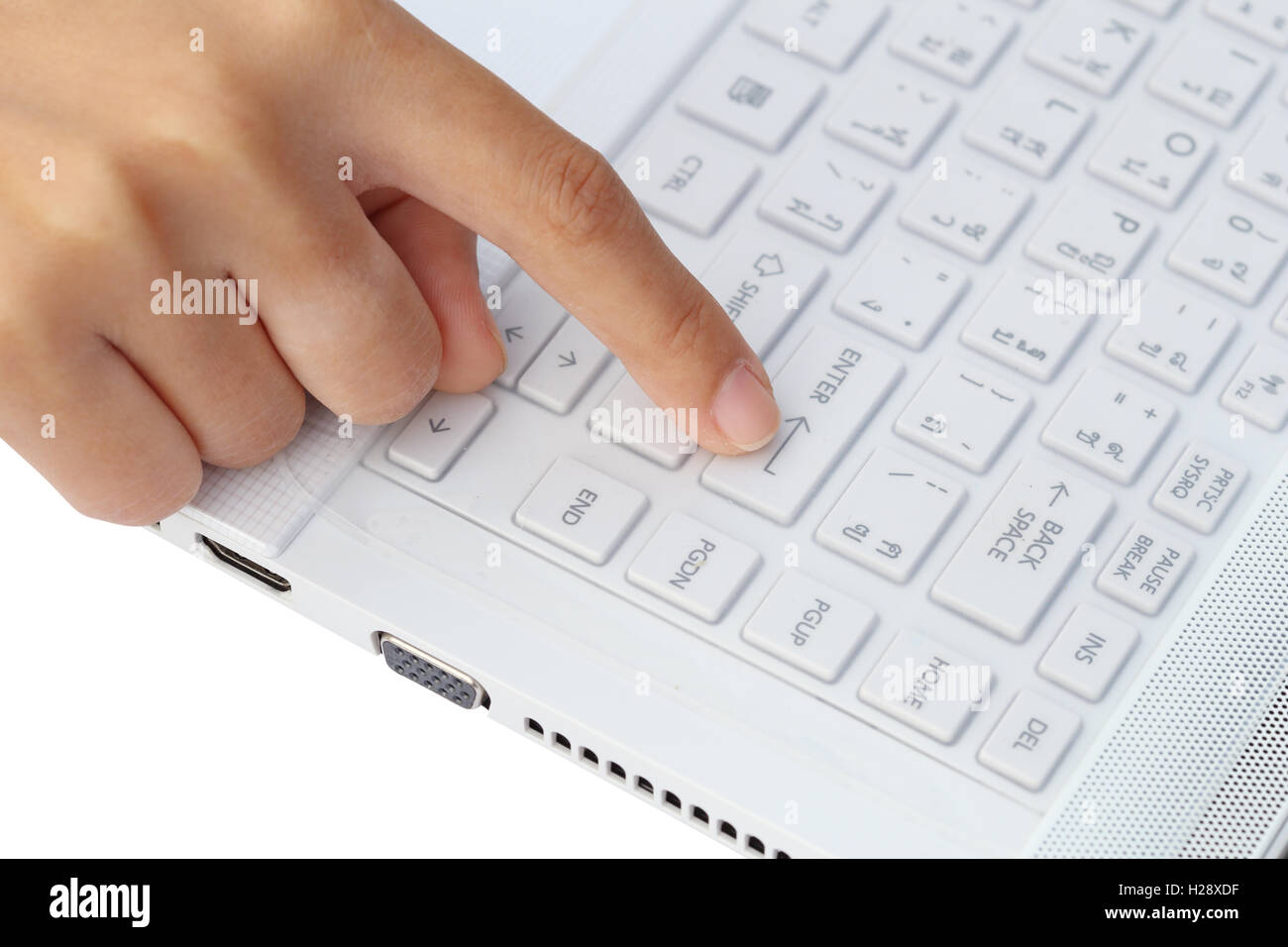 finger pushing the button of keyboard Stock Photo - Alamy