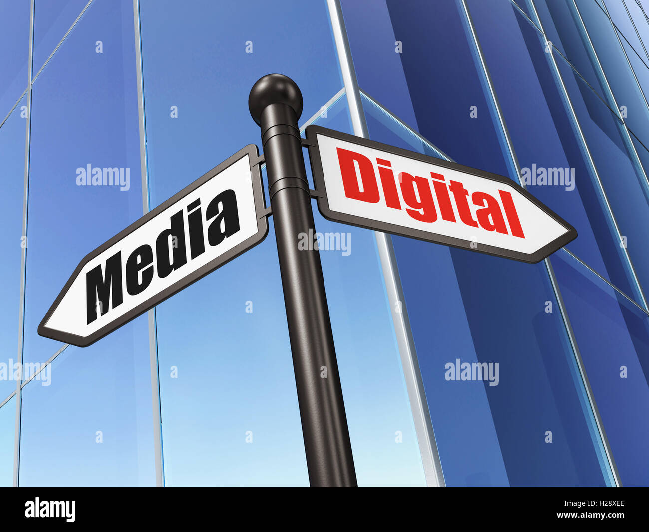Advertising concept: sign Digital Media on Building background Stock ...