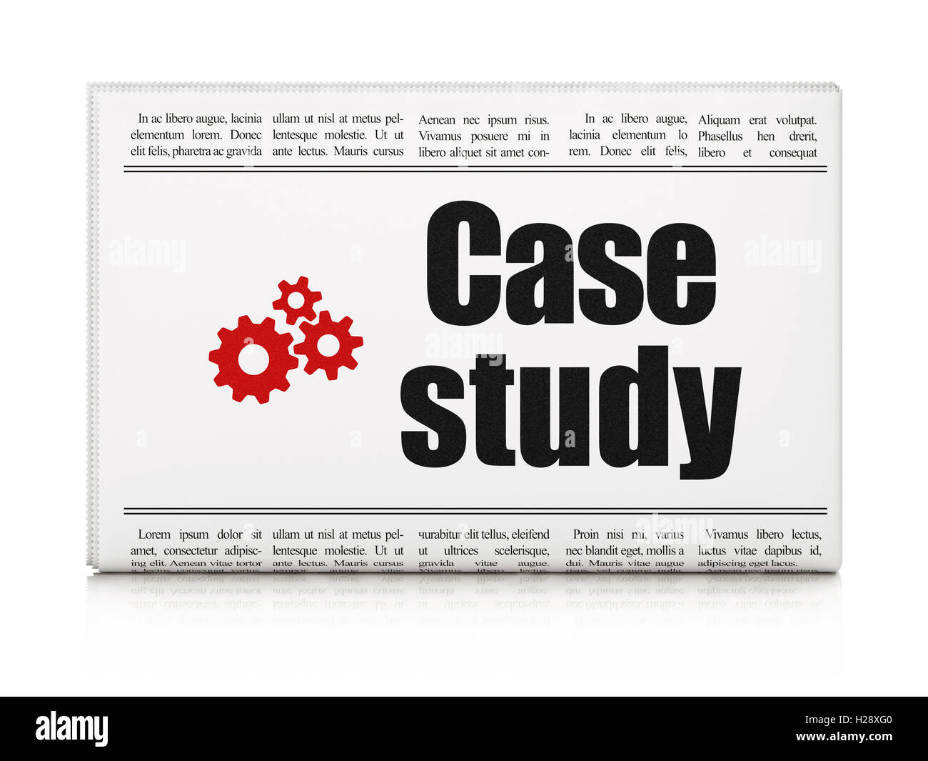 Education concept: newspaper with Case Study and Gears Stock Photo - Alamy