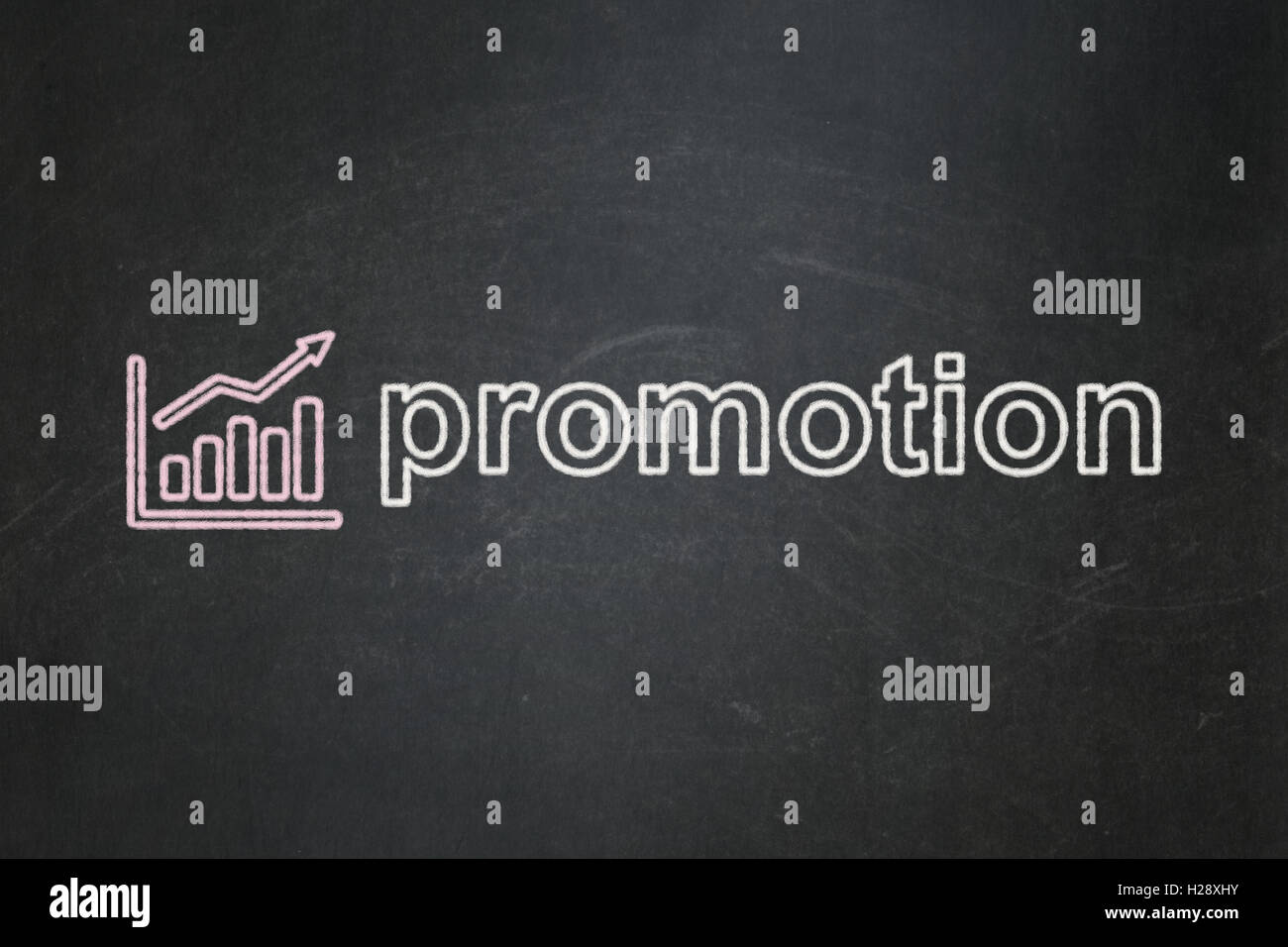 Advertising concept: Growth Graph and Promotion on chalkboard ...
