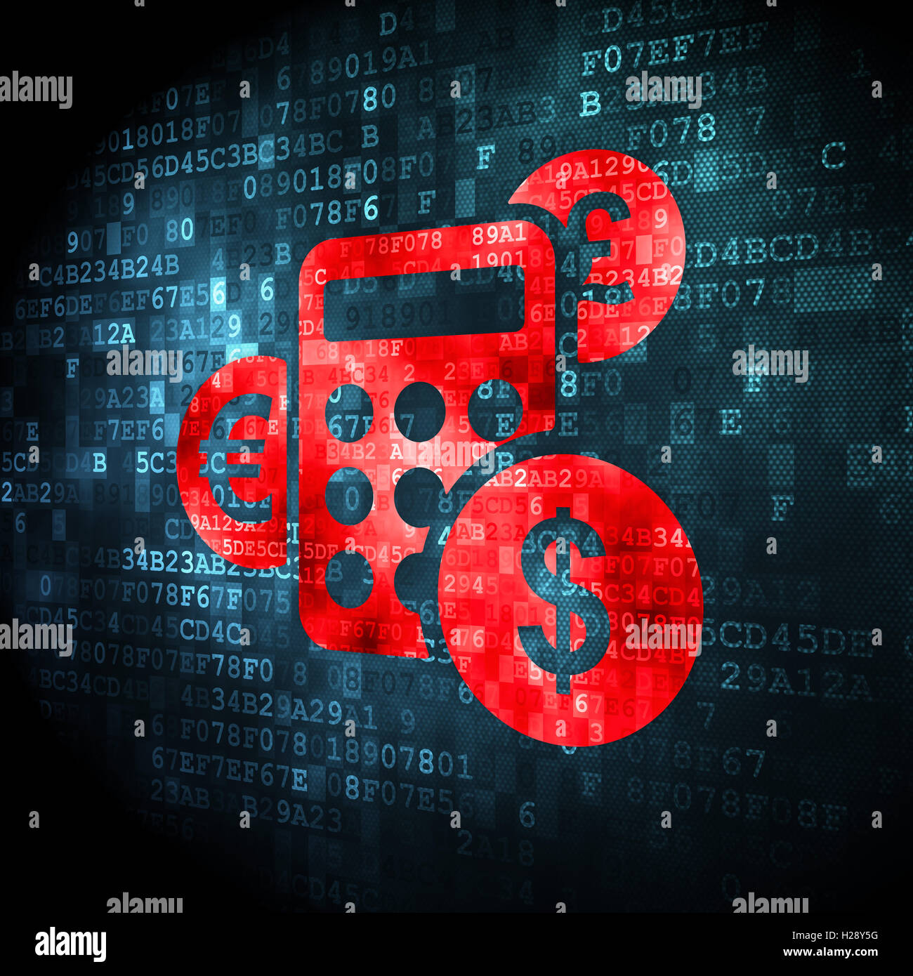 Advertising concept: Calculator on digital background Stock Photo - Alamy