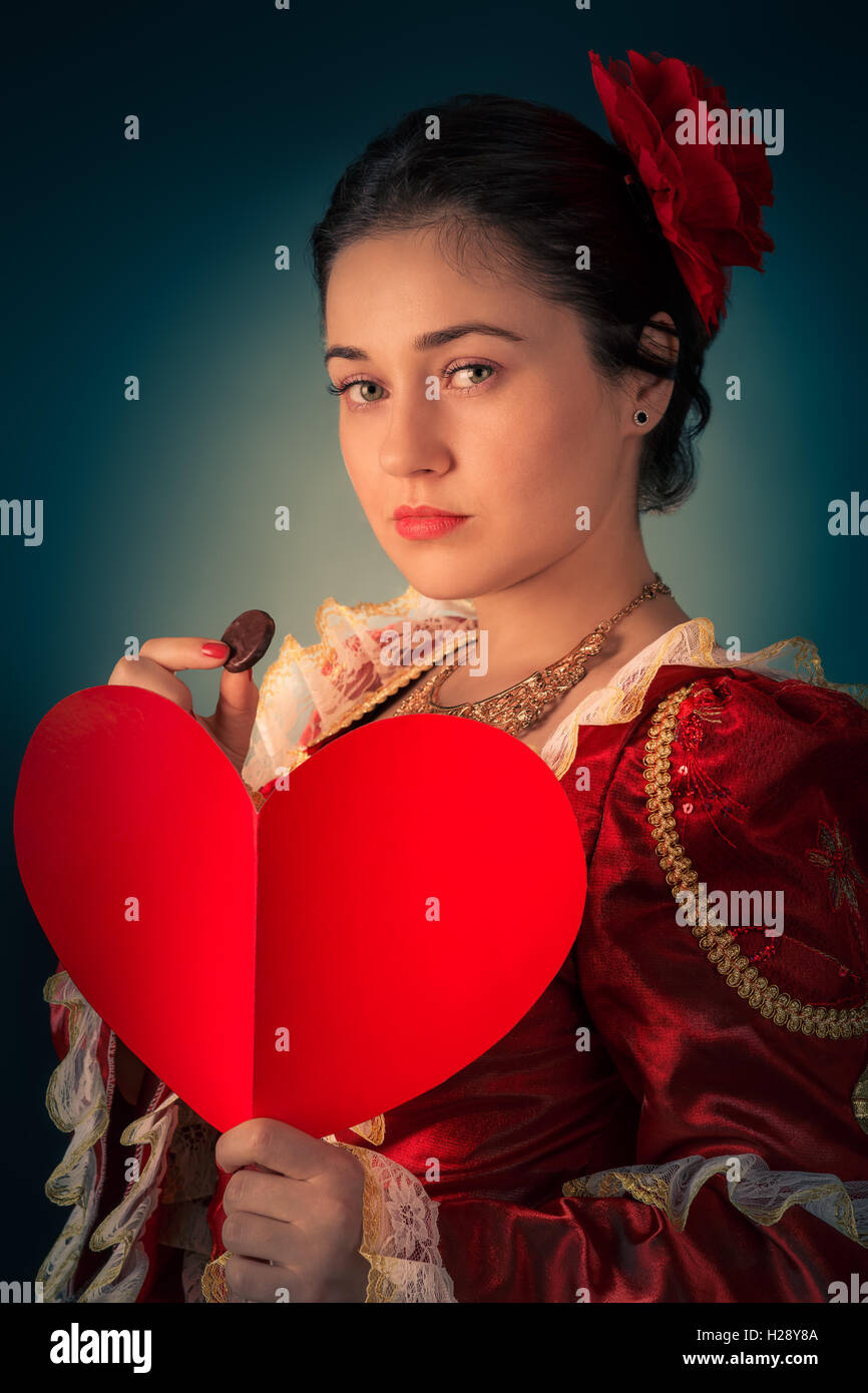 Princess Portrait with Heart Shaped Card Stock Photo - Alamy