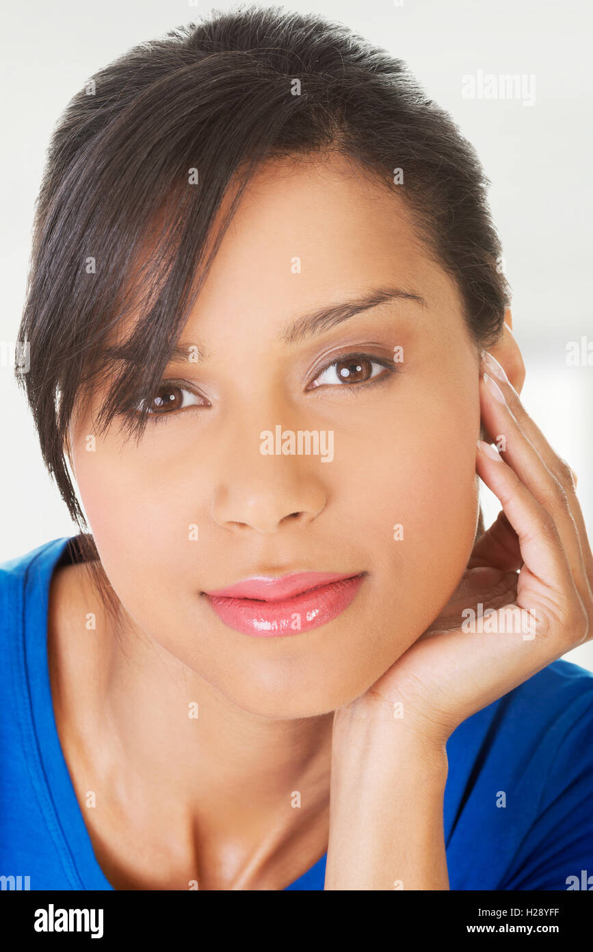 Beautiful young woman in casual clothes portrait Stock Photo - Alamy