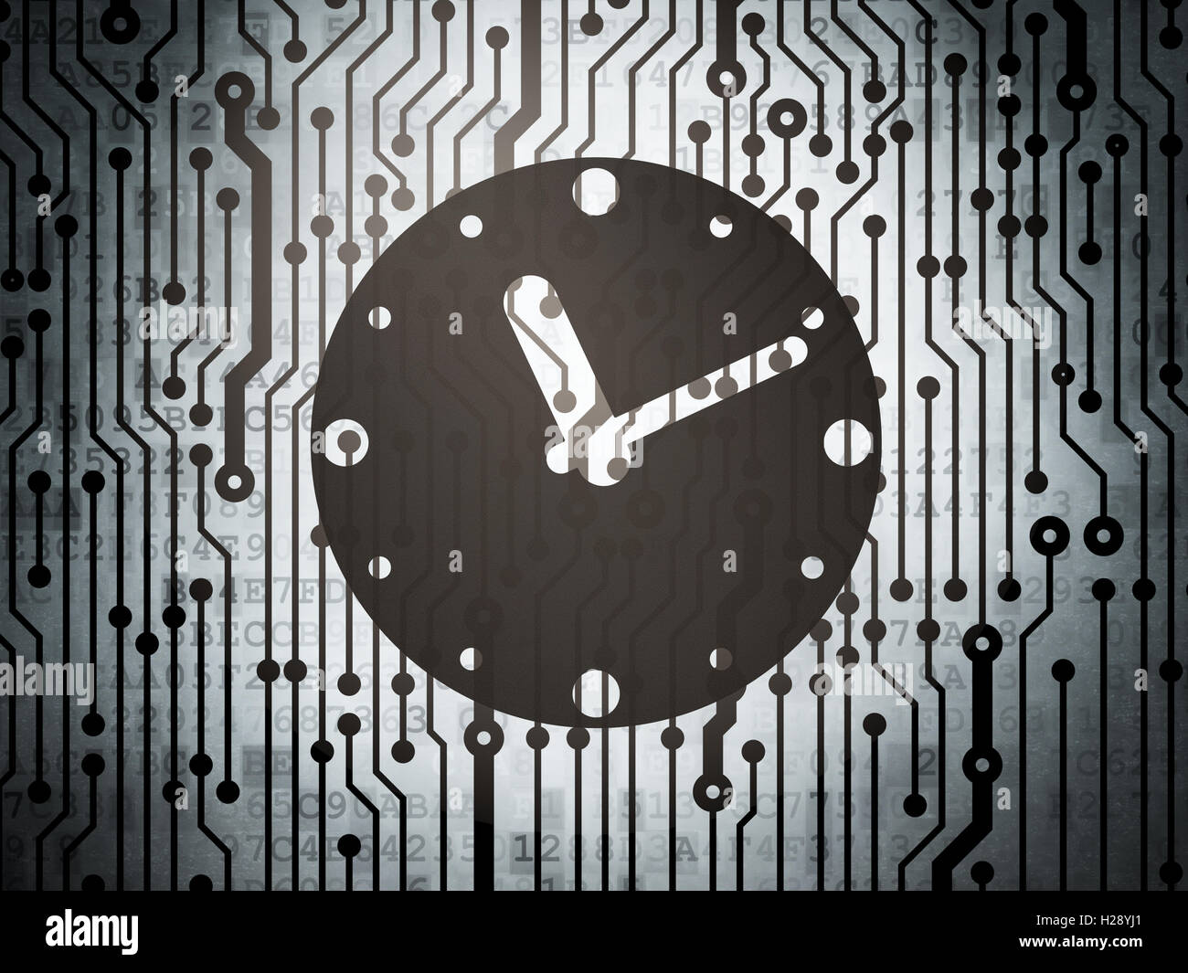 Time concept: circuit board with Clock Stock Photo - Alamy