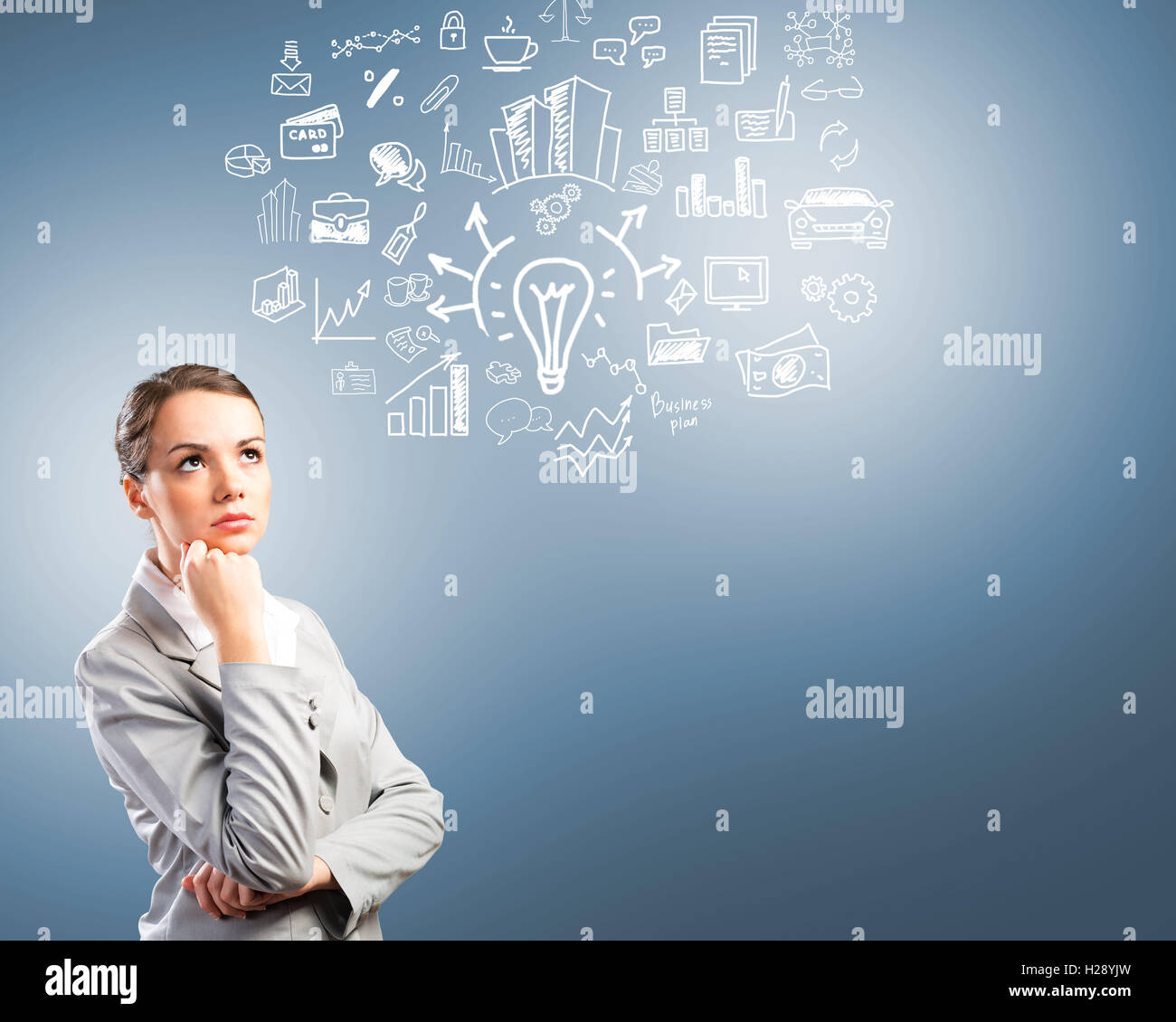 thinking business woman Stock Photo - Alamy