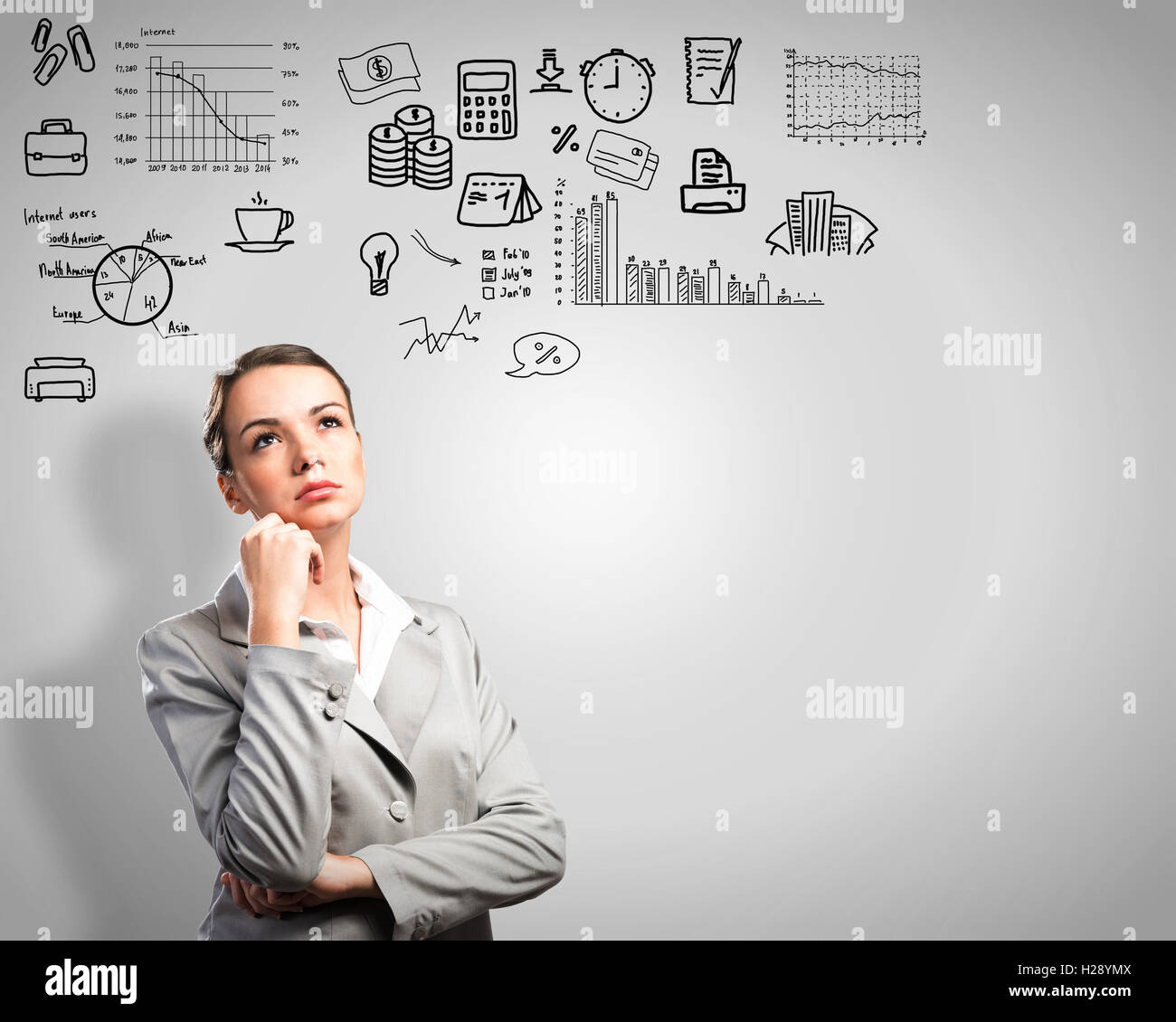 thinking business woman Stock Photo - Alamy