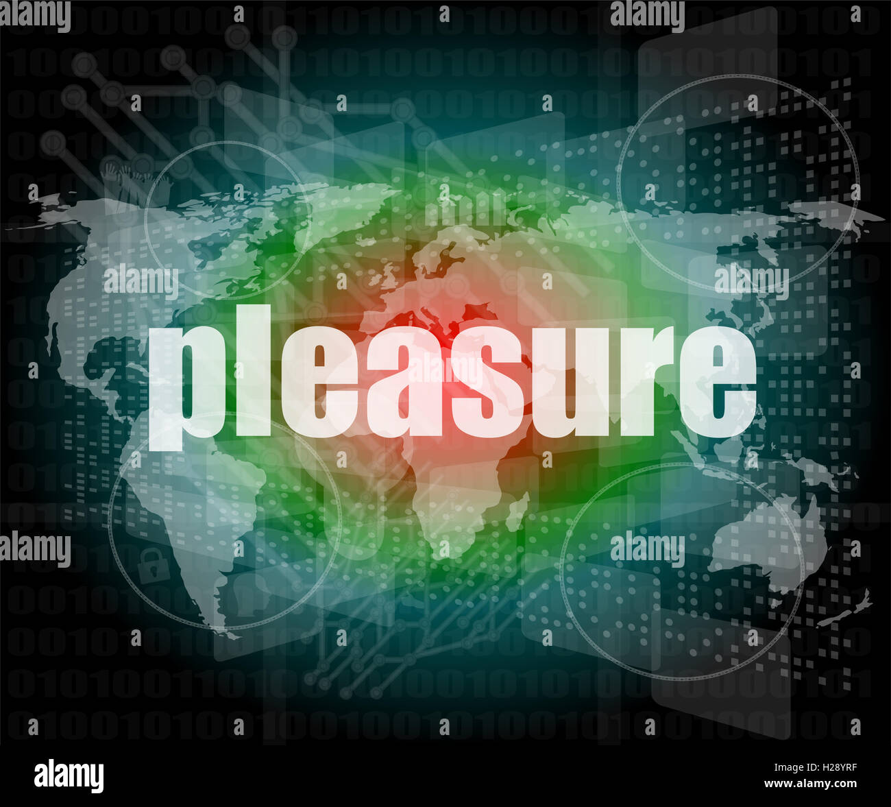 business concept: word pleasure on digital touch screen background ...