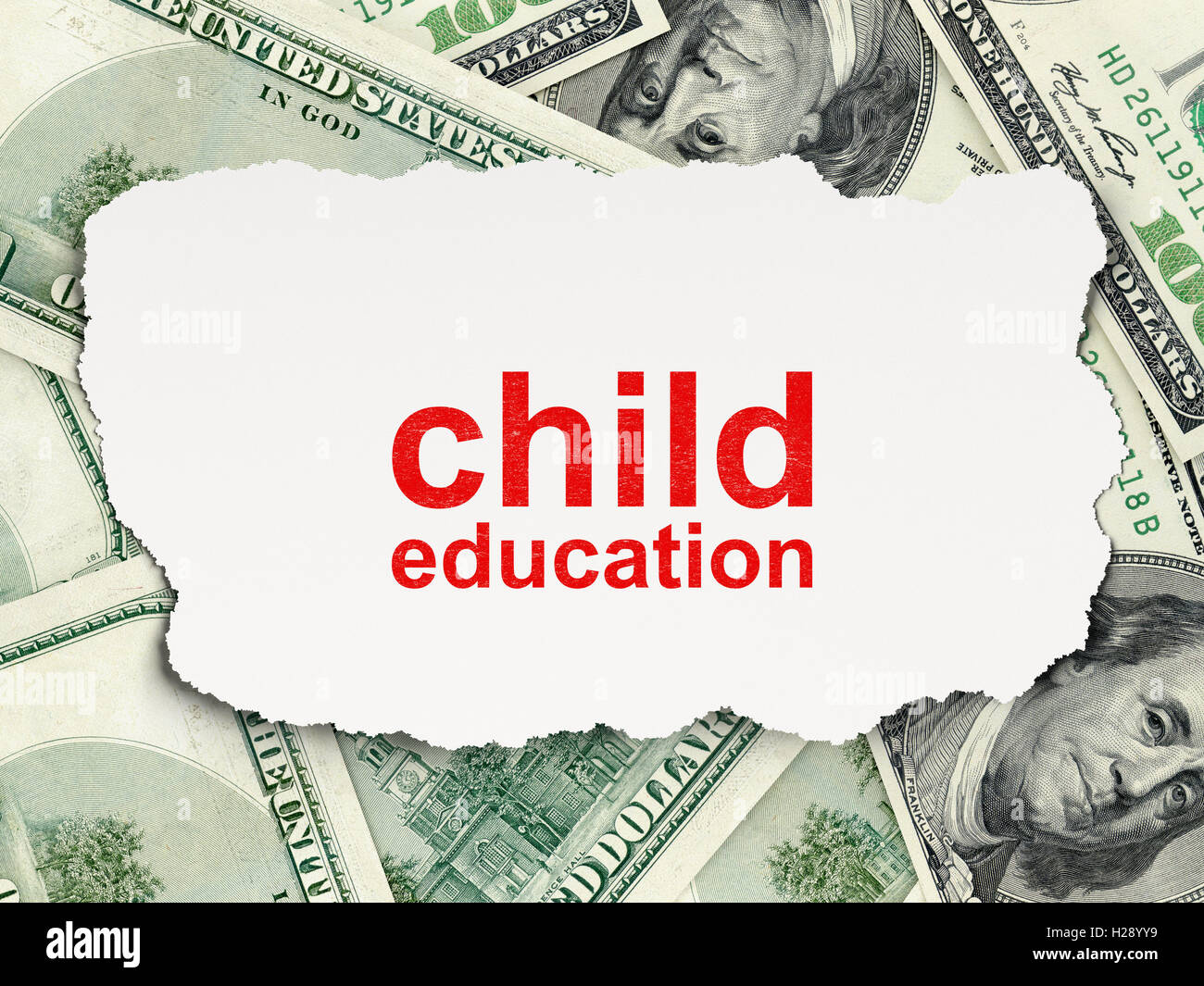 Education concept: Child Education on Money background Stock Photo - Alamy