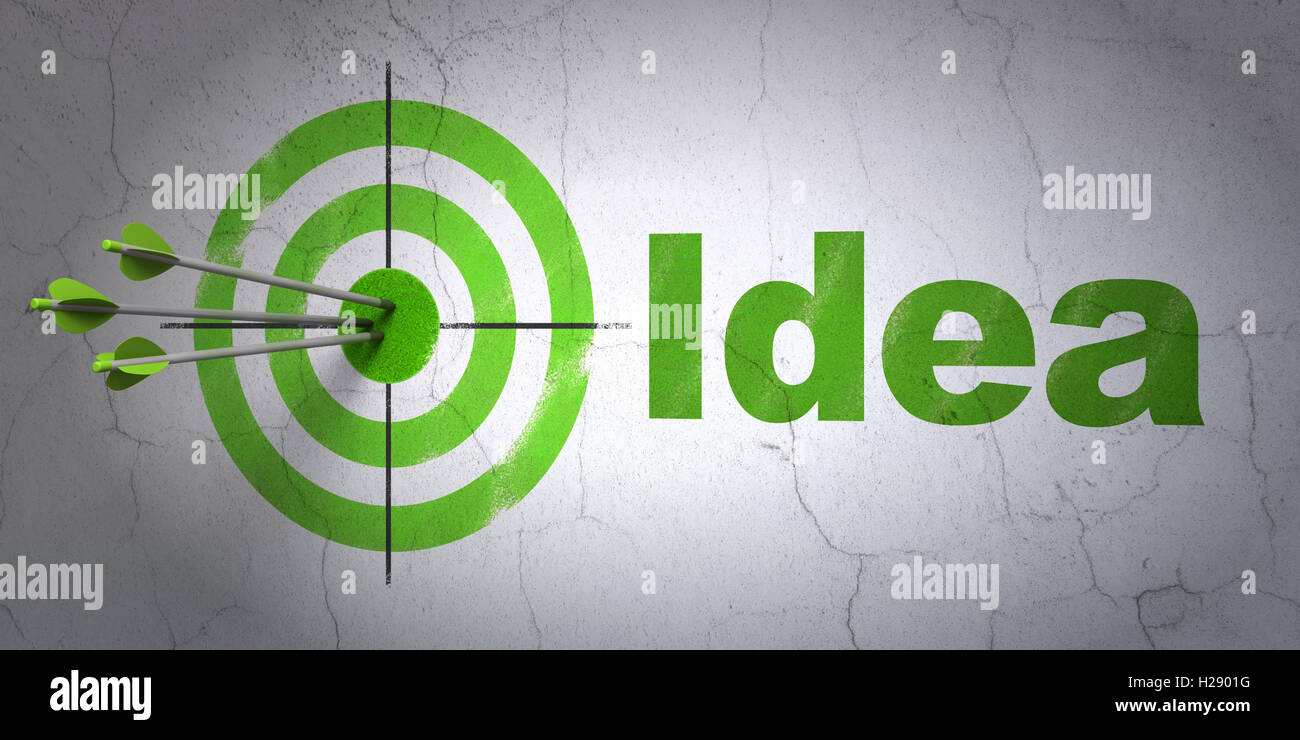 Marketing concept: target and Idea on wall background Stock Photo - Alamy