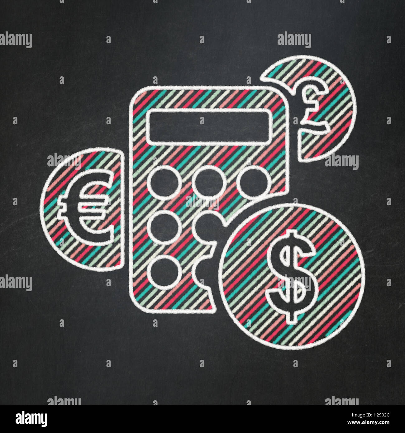 News concept: Calculator on chalkboard background Stock Photo - Alamy